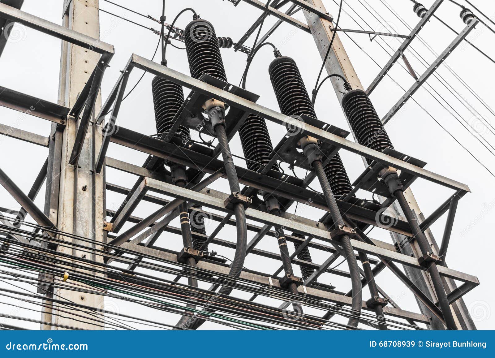 High Voltage Electrical Distribution Station Stock Image - Image of ...