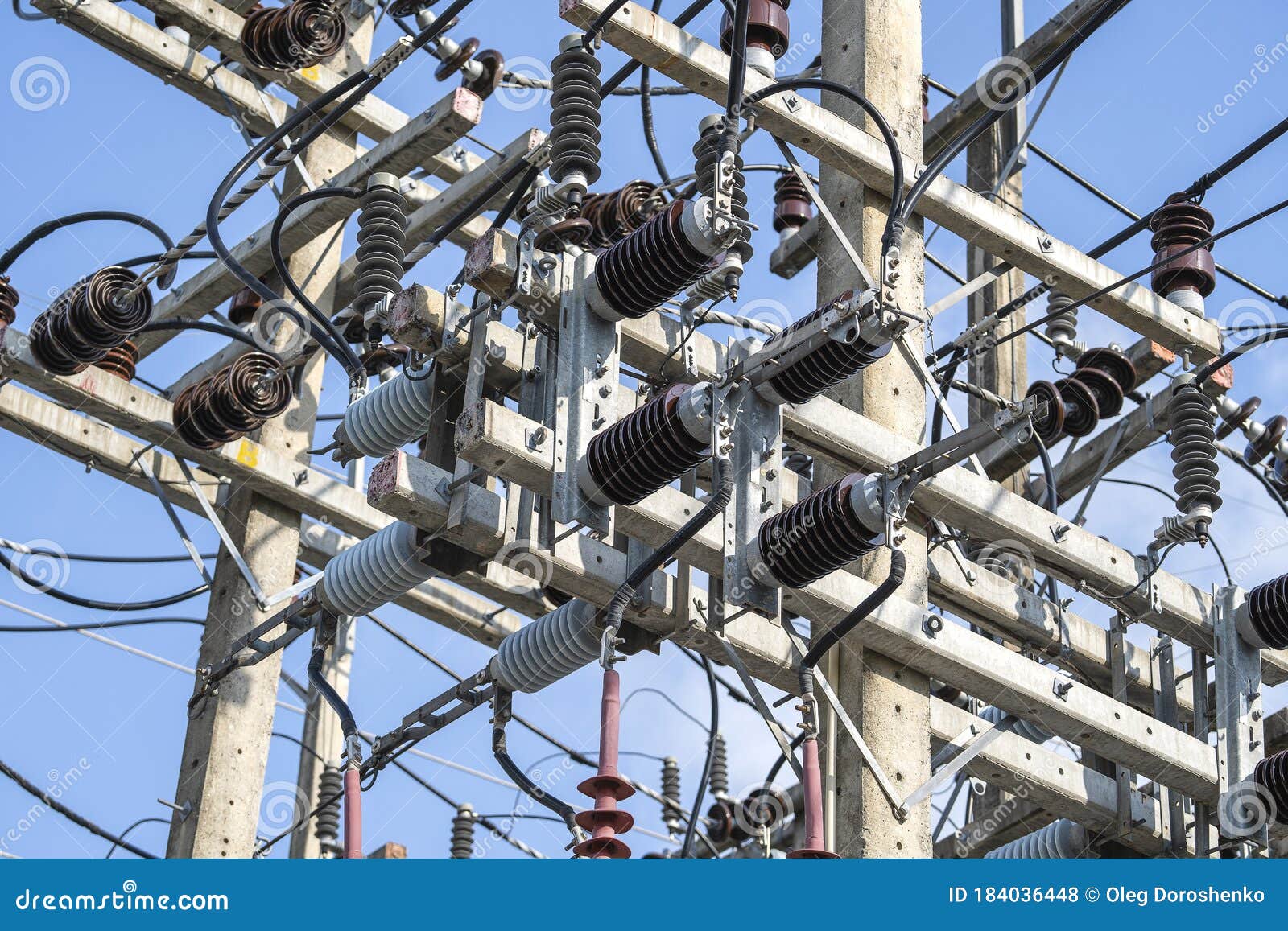 High Voltage Electrical Insulation in a Power Substation Stock Photo ...