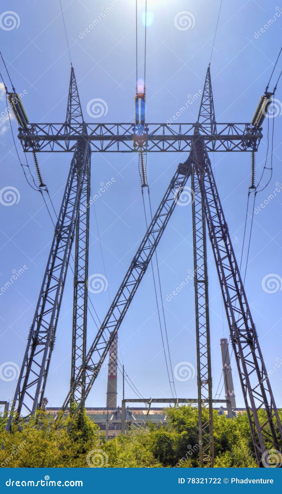 High Voltage Electrical Overhead Line Stock Photo - Image of ...