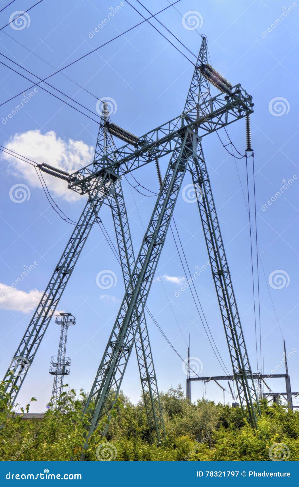 Overhead Line Wire Over Rail Track. Power Lines. Stock Photo ...