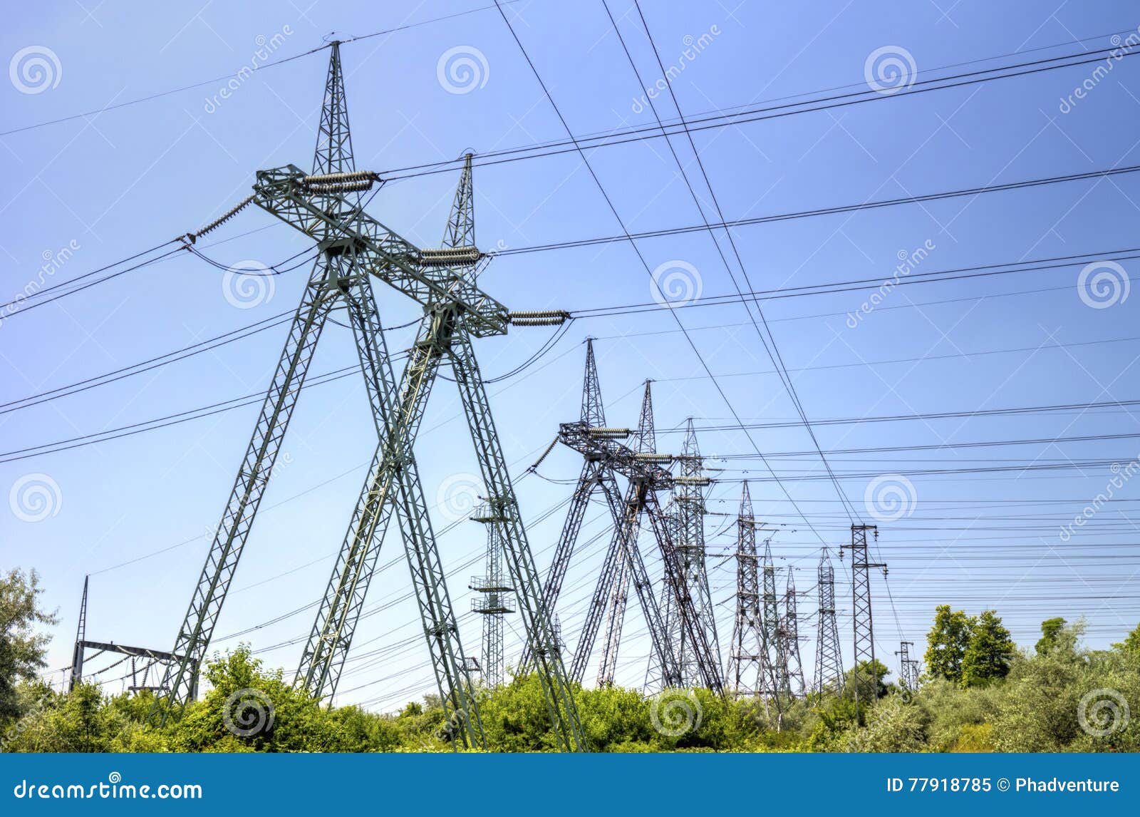 High Voltage Electrical Overhead Lines Stock Image - Image of equipment ...