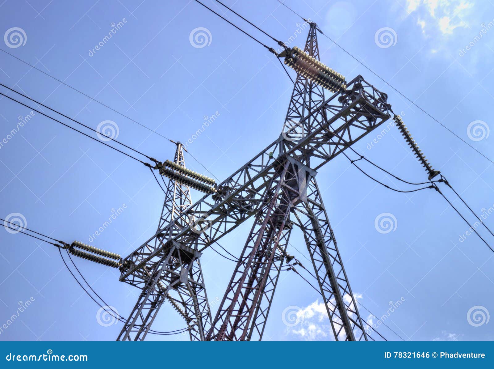 High Voltage Electrical Overhead Lines Stock Photo - Image of high ...