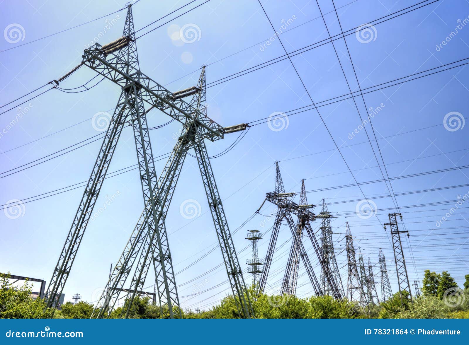 High Voltage Electrical Overhead Lines Stock Photo - Image of direction ...