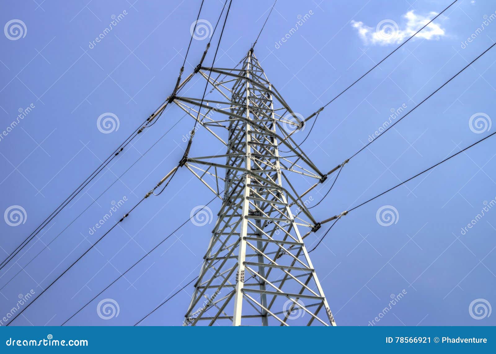 High Voltage Electrical Overhead Lines Stock Image - Image of network ...