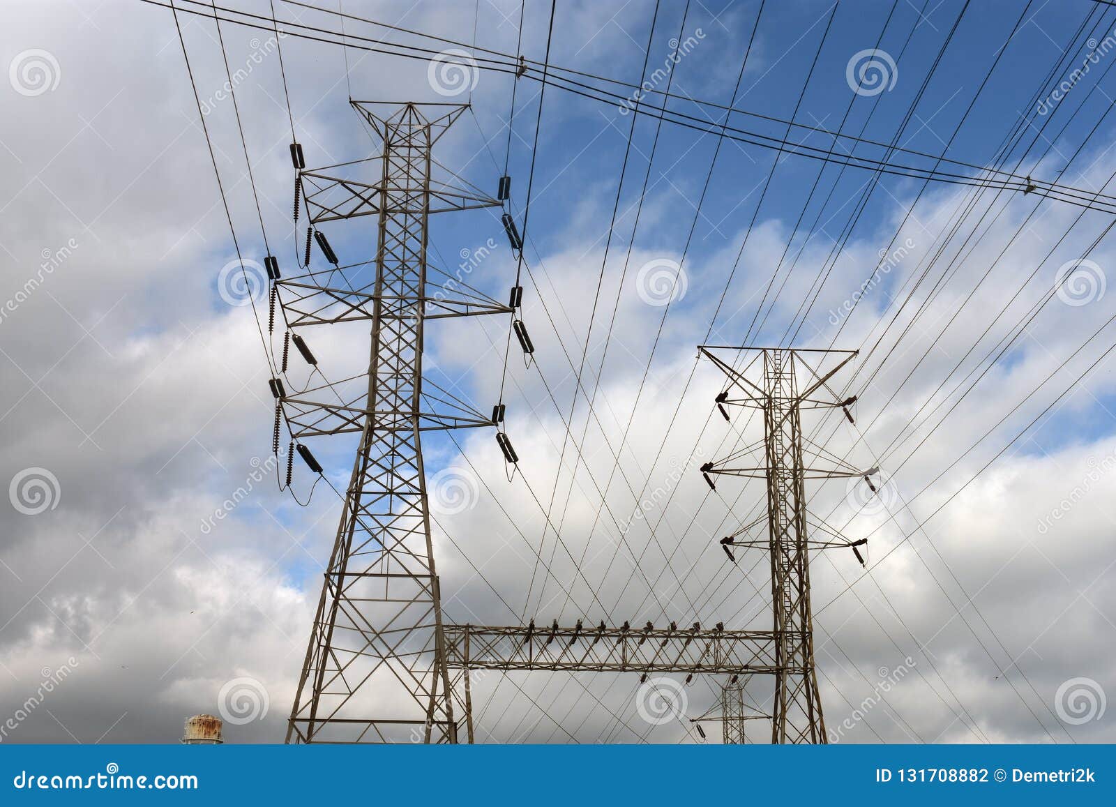 Electrical Power Cables Under a Cloudy Sky 2 Stock Photo - Image of ...