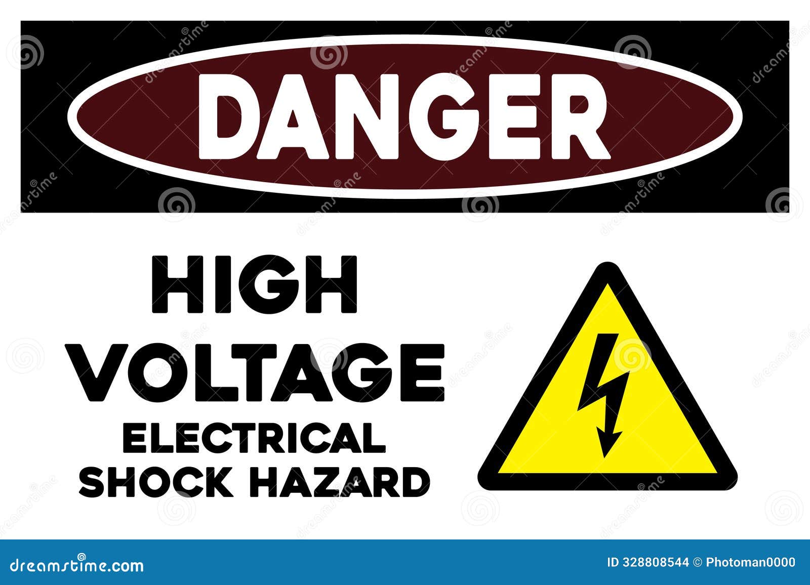 High Voltage Electrical Shock Hazard Warning Sign Stock Illustration ...