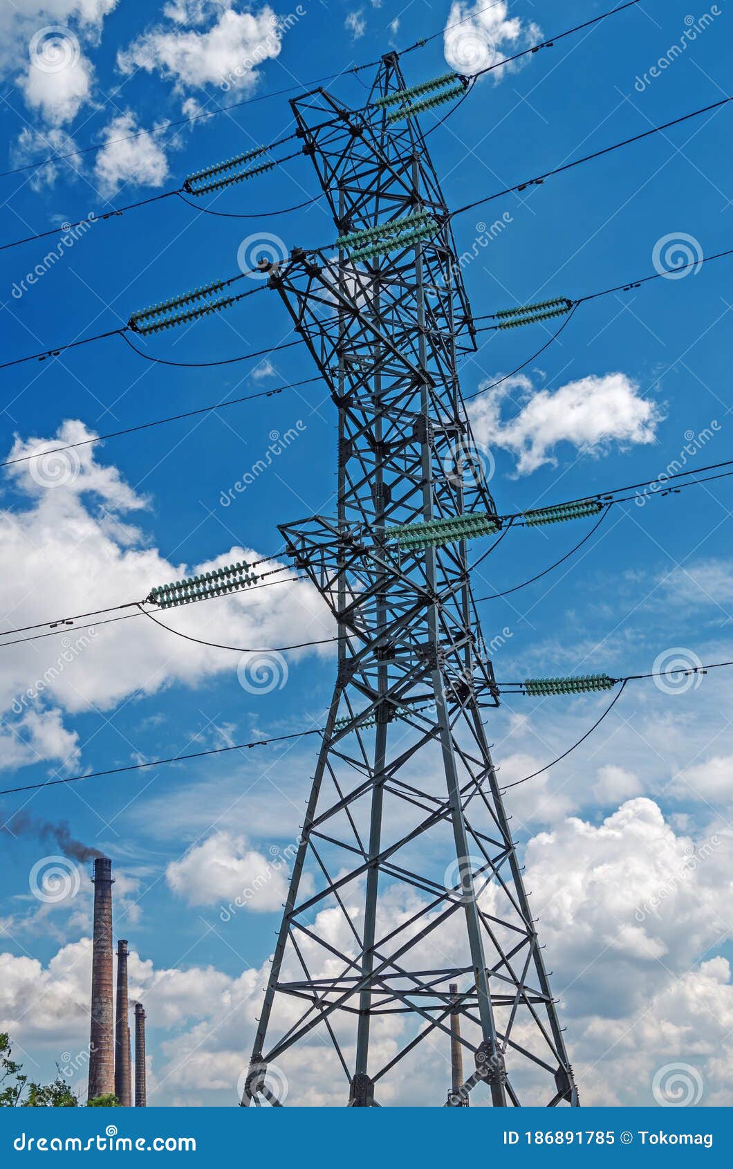 High Voltage Electrical Support Stock Image - Image of built, line ...