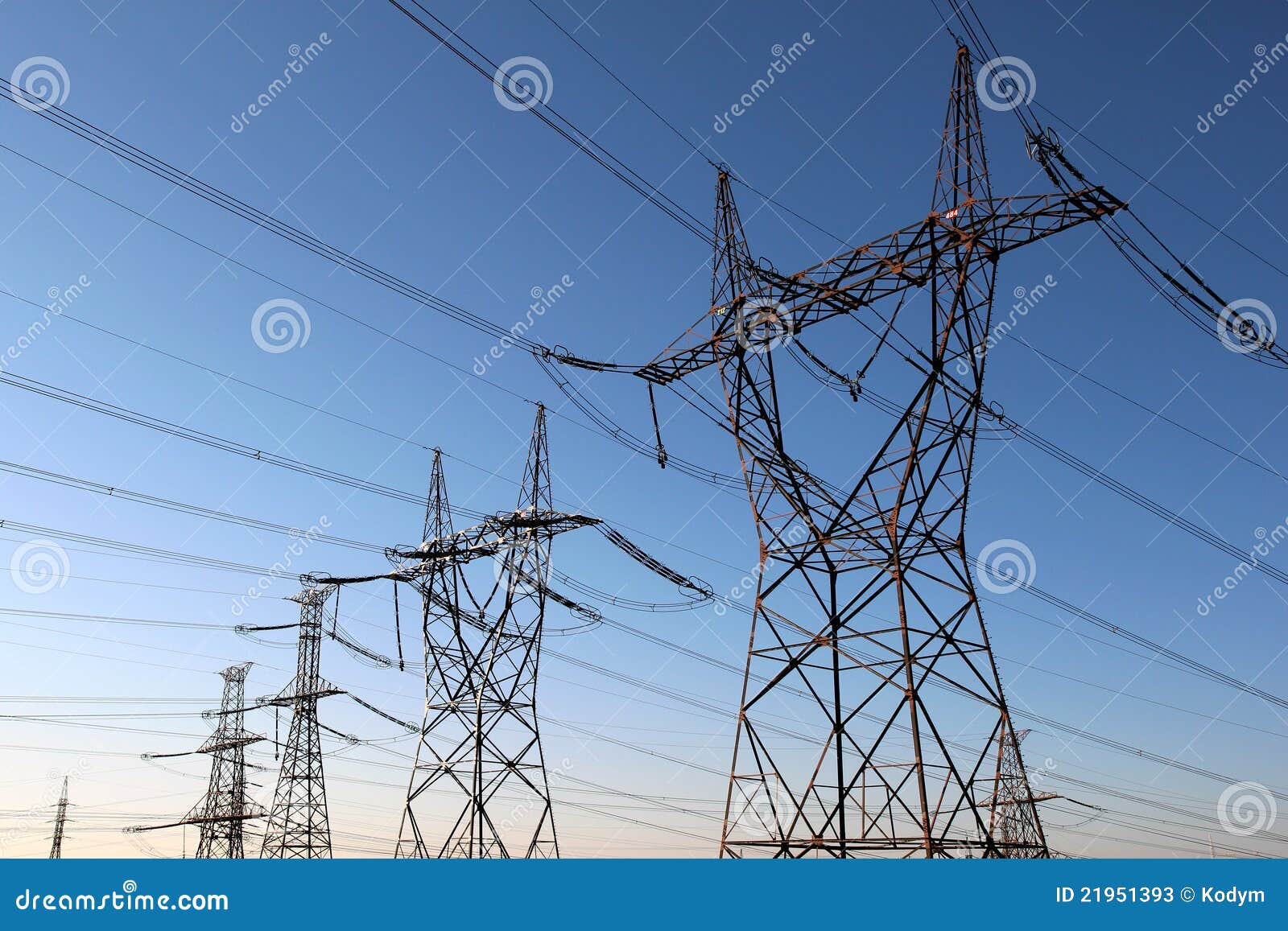 High Voltage Electrical Towers in Line Stock Image - Image of line ...