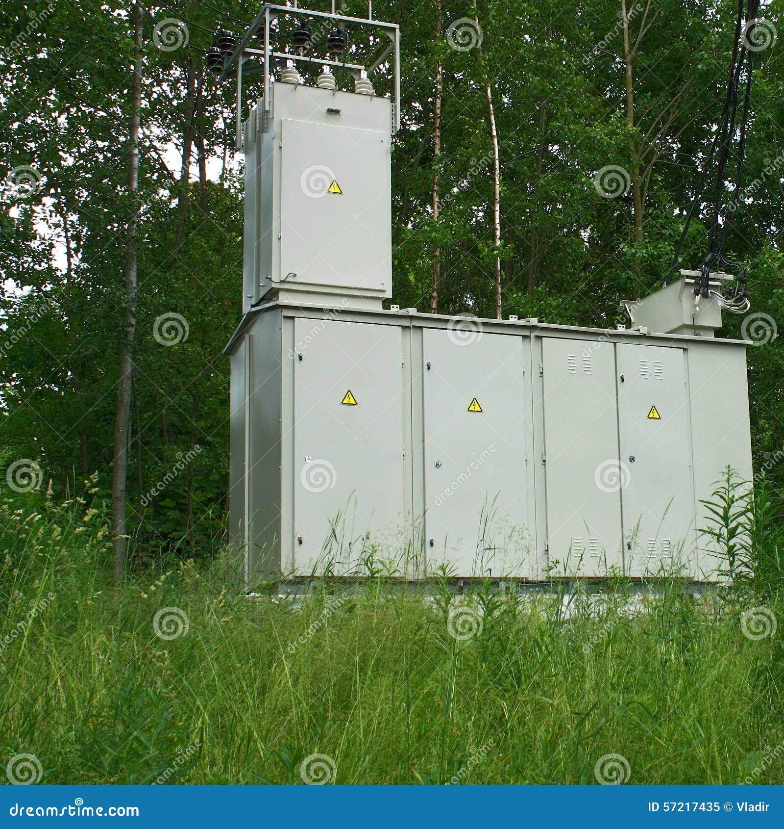 High-voltage Electrical Transformer in the Forest Stock Image - Image ...