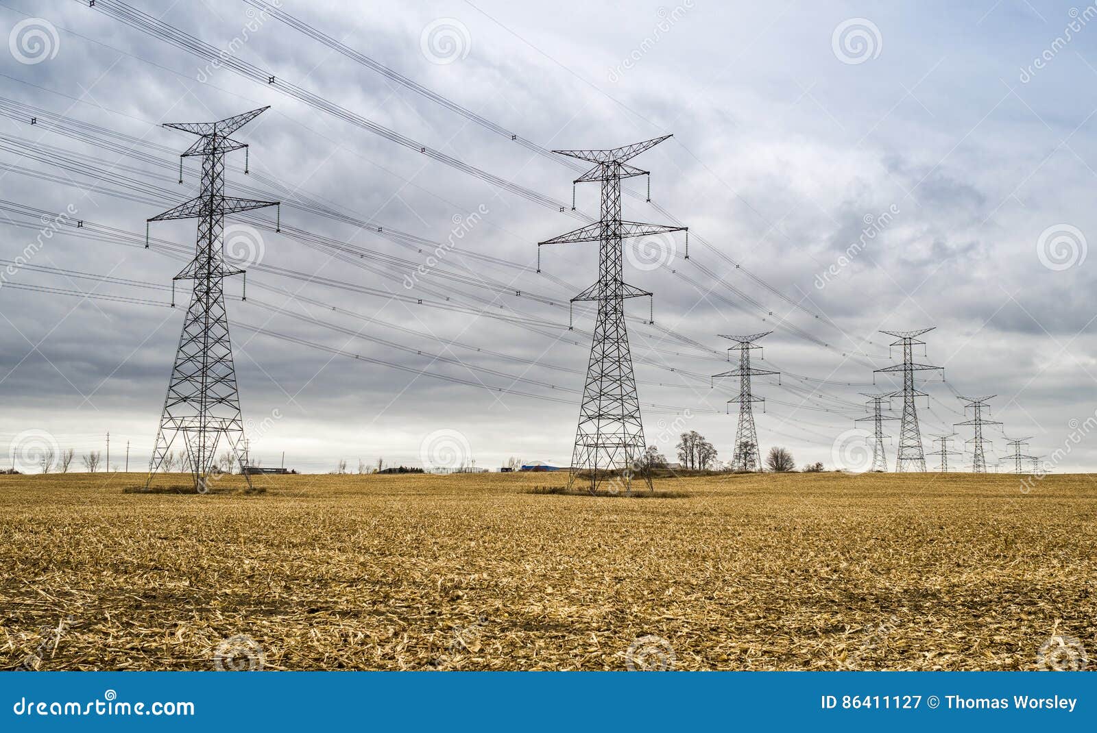 High Voltage Electrical Transformer Towers Stock Image - Image of corn ...