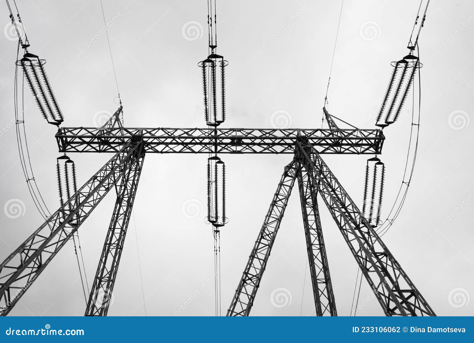 High Voltage Electricity Line. Bottom View. Background, Texture. Stock ...