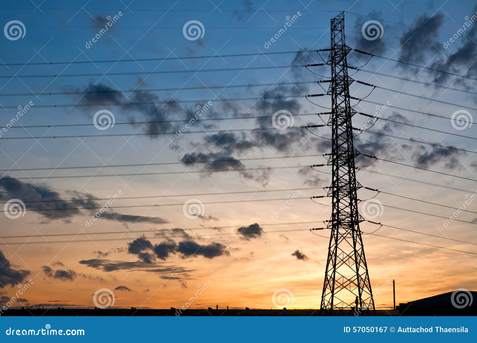 High Voltage Electricity Pylon on Sunset Stock Image - Image of ...