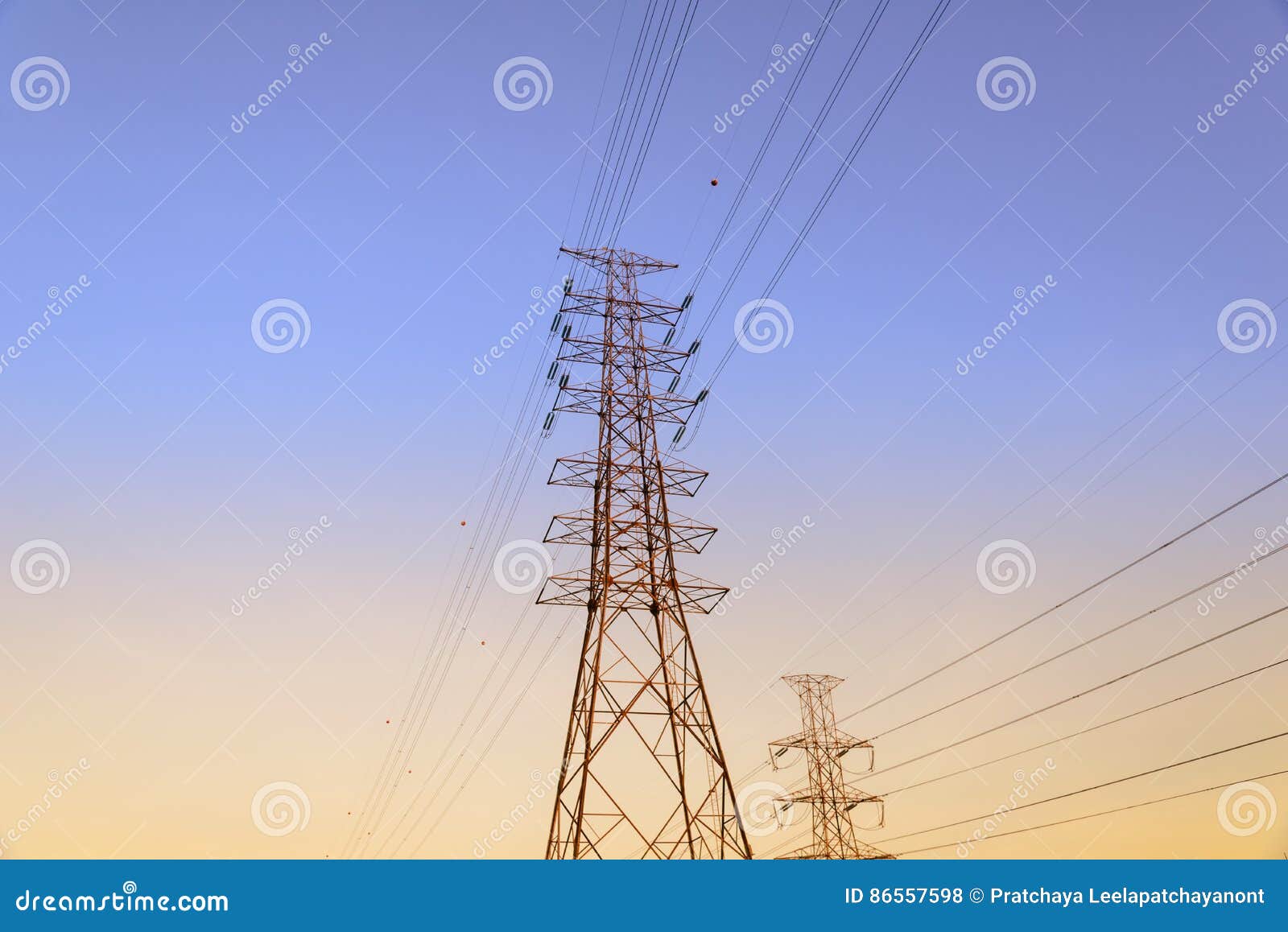 High Voltage Electricity Pylon System Stock Photo - Image of technology ...