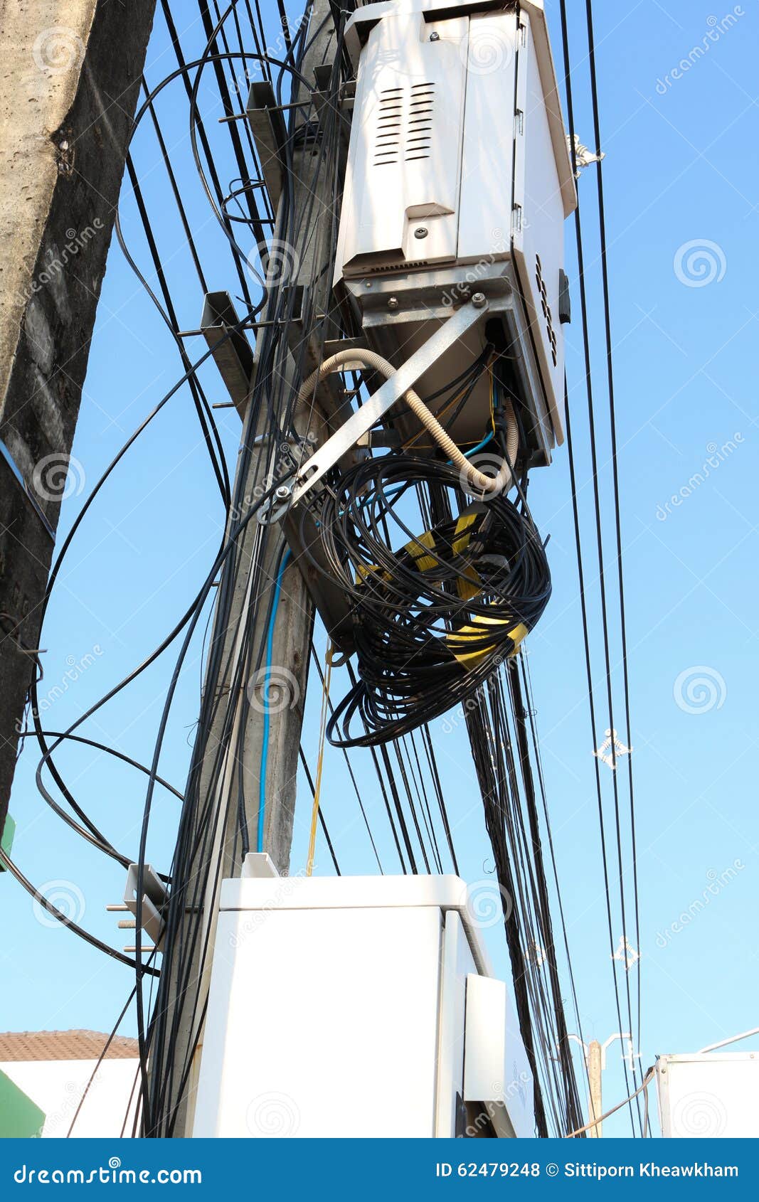 High Voltage Equipment on an Electric Pole. Stock Photo - Image of ...