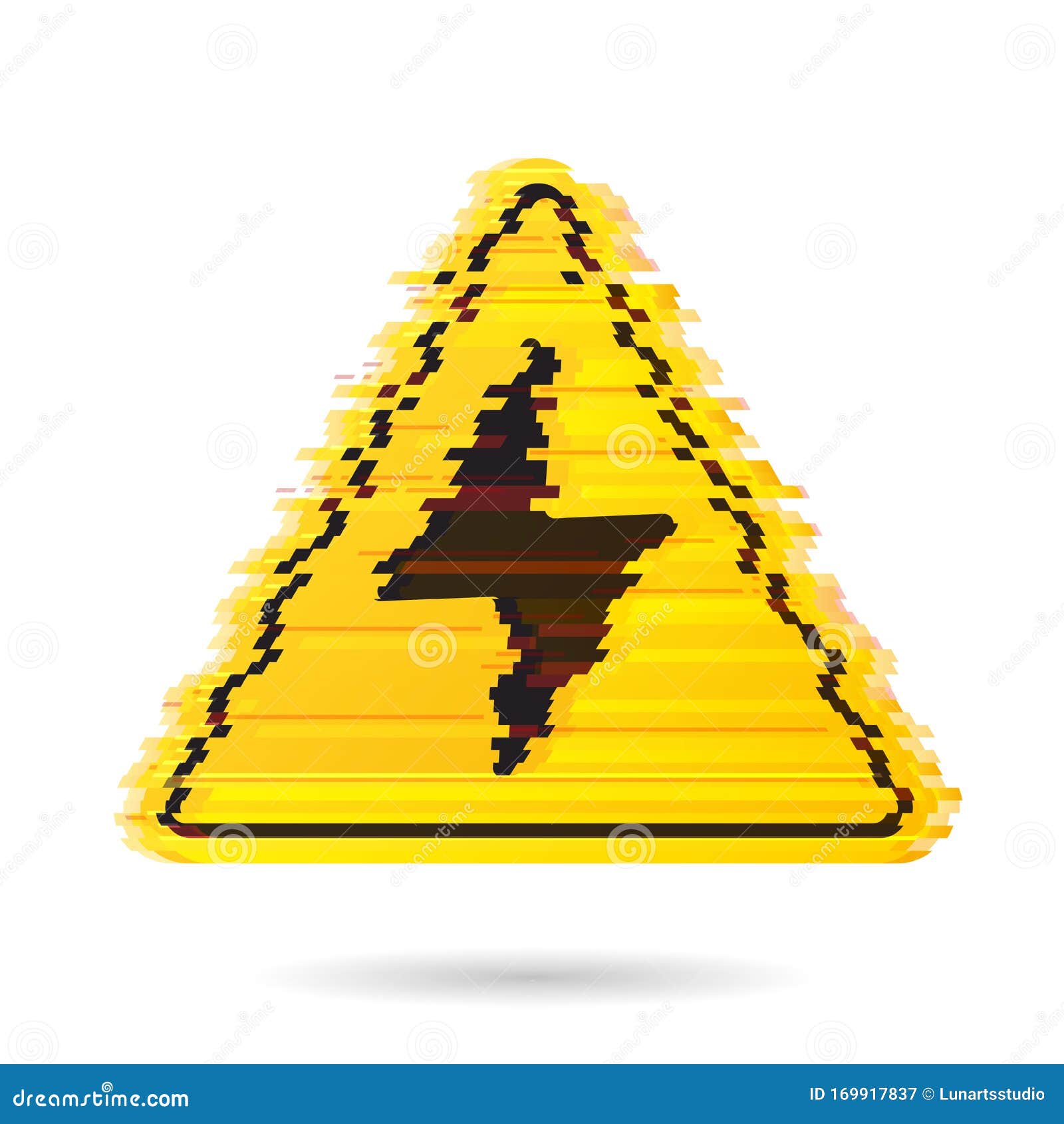 High Voltage Icon with Noise Effect or Digital Glitch. Bolt Warning ...