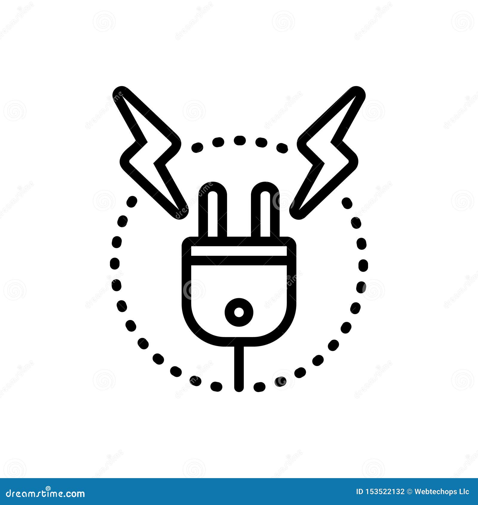 Black Line Icon for High Voltage, Resistance and Counteraction Stock ...