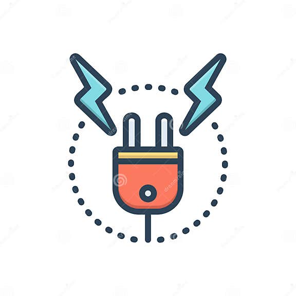 Color Illustration Icon for High Voltage, Dangerous and Current Stock ...