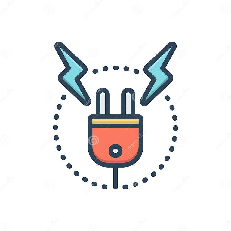 Color Illustration Icon for High Voltage, Dangerous and Current Stock ...