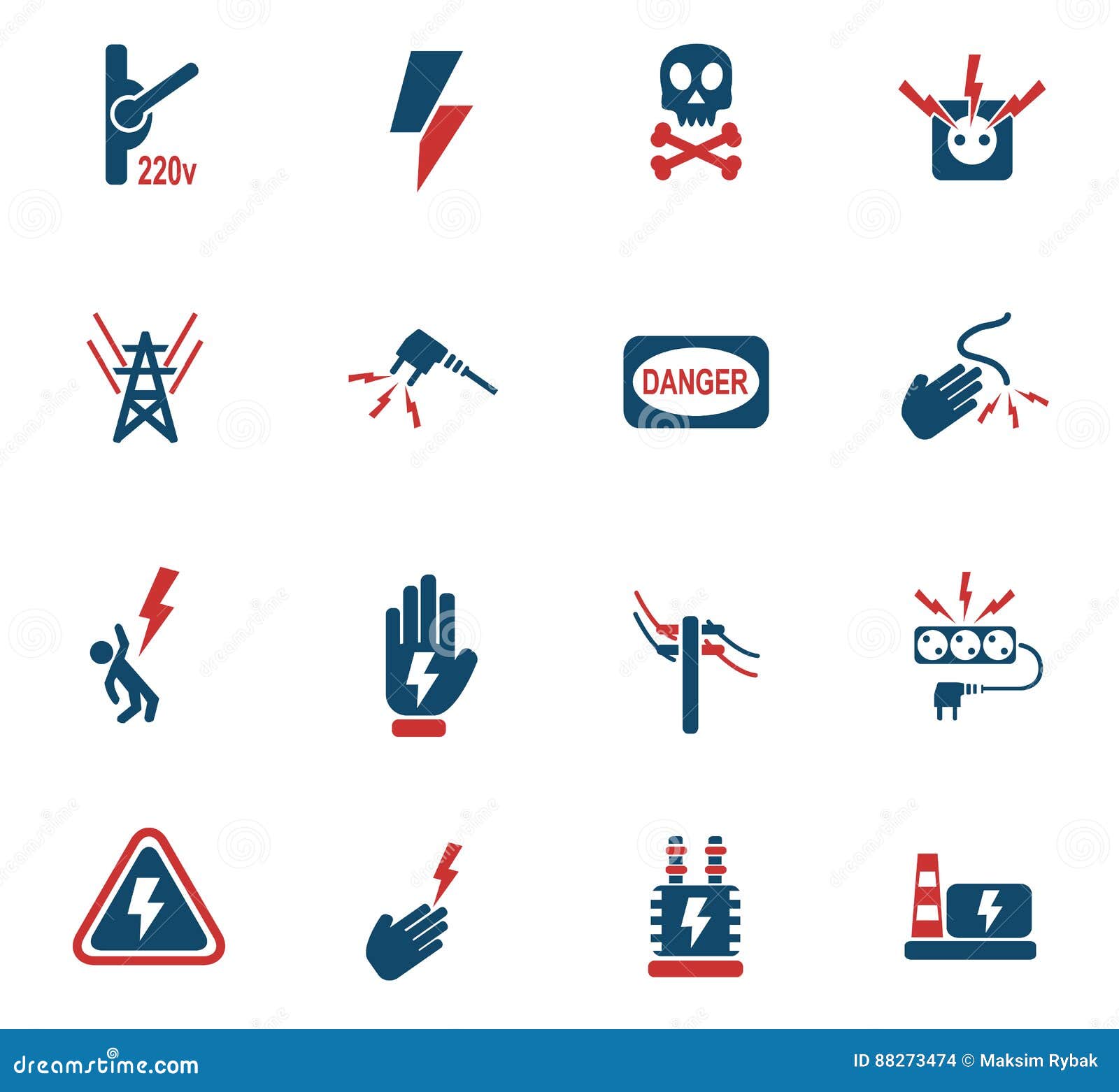 High voltage icon set stock vector. Illustration of volts - 88273474