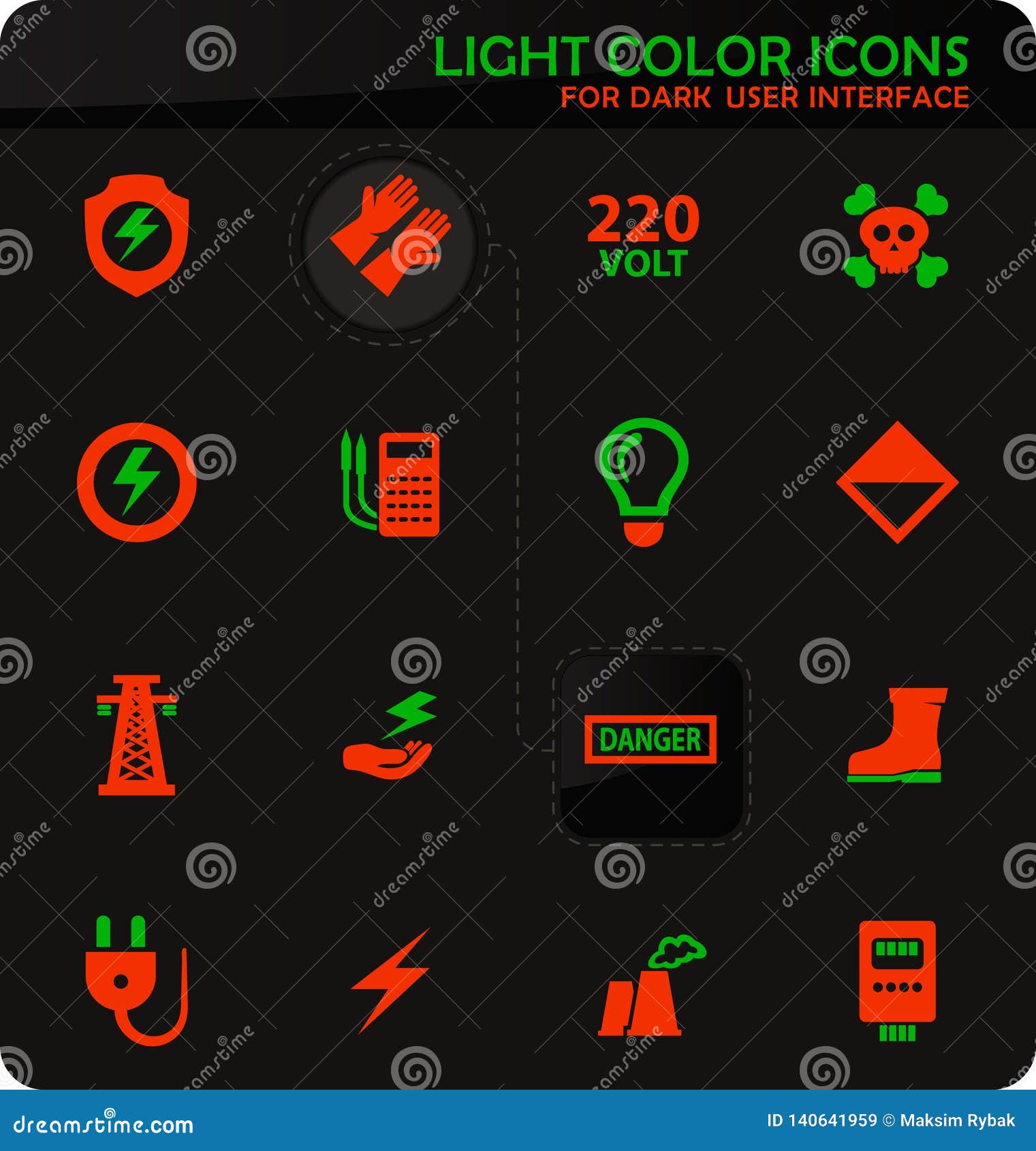 High voltage icons set stock vector. Illustration of hand - 140641959