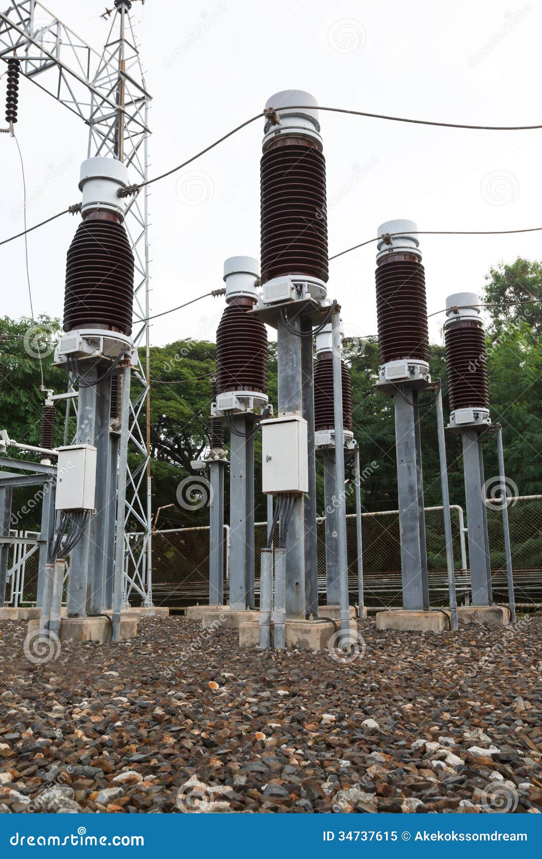 High Voltage Insulators at New Substation Stock Image - Image of ...