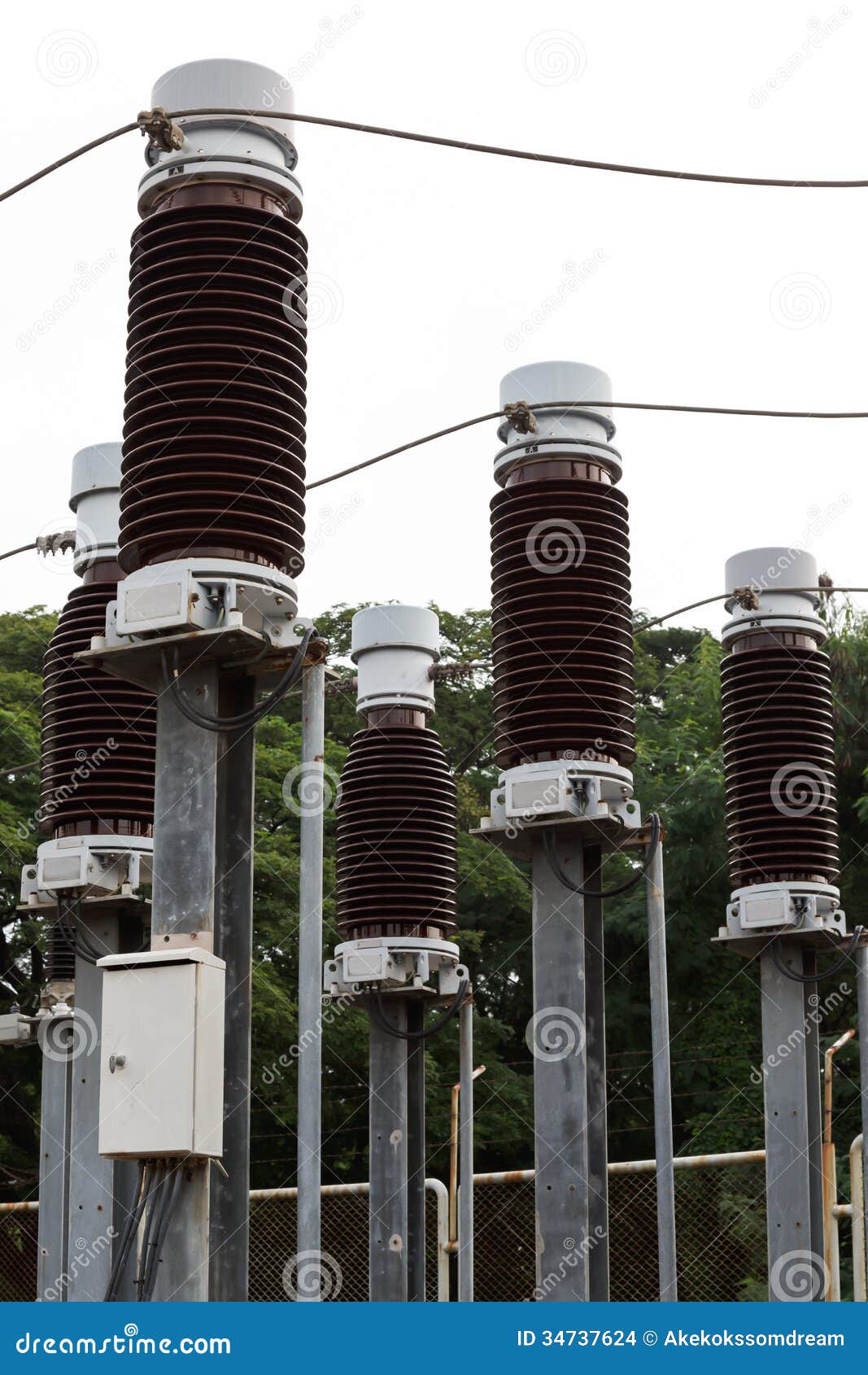 High Voltage Insulators at New Substation Stock Photo - Image of ...