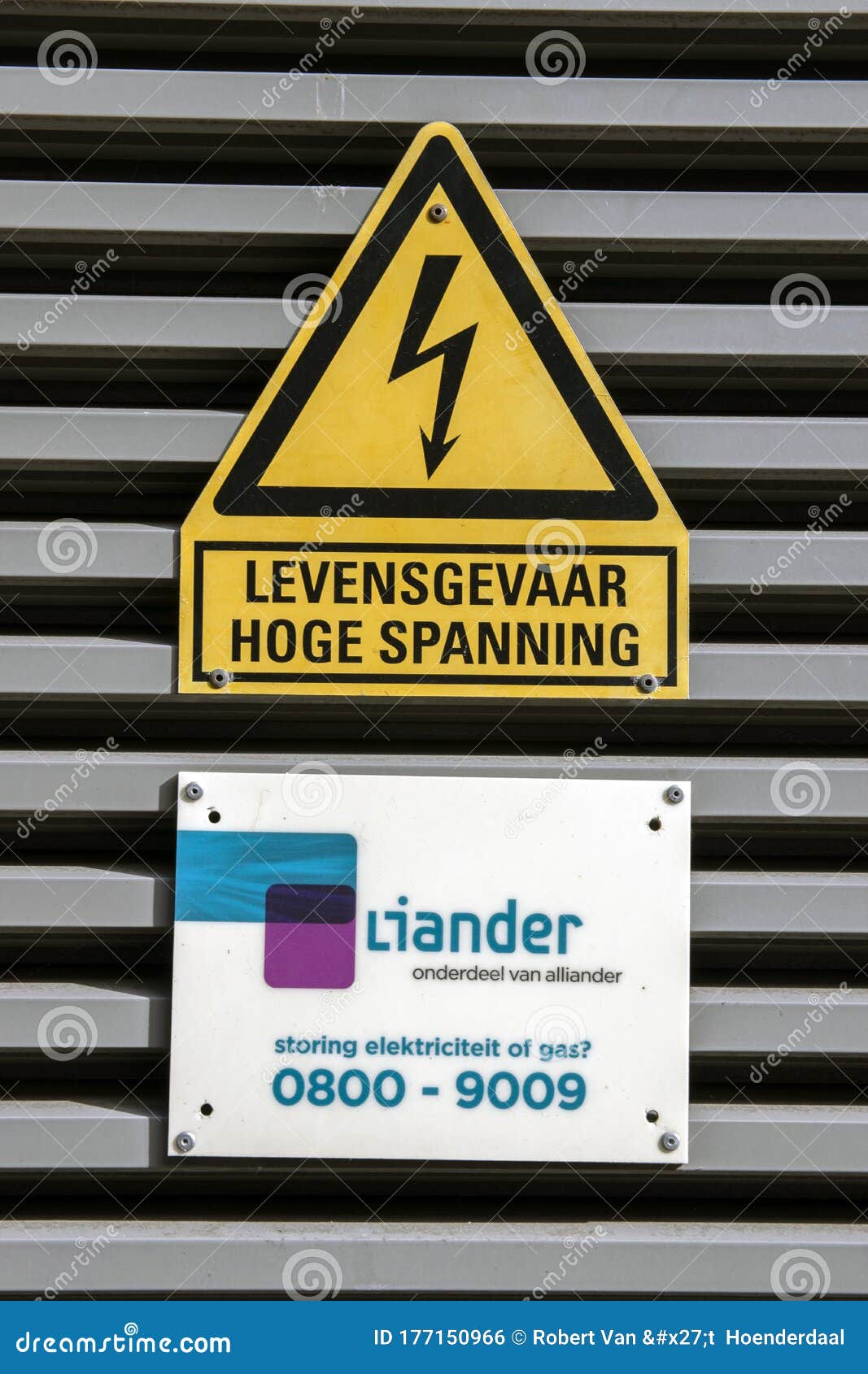 High-Voltage and Liander Sign at Amsterdam the Netherlands 2019 ...