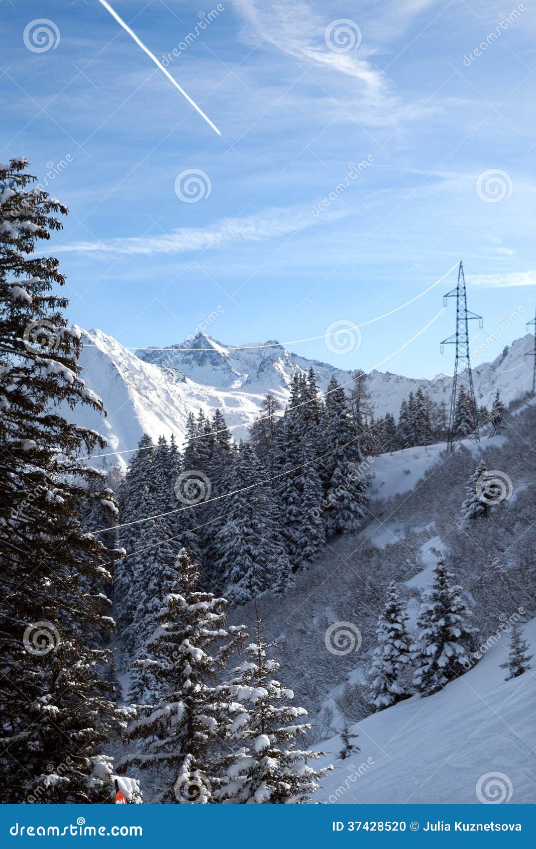 The High-voltage Line in Alps Stock Photo - Image of industry, altitude ...
