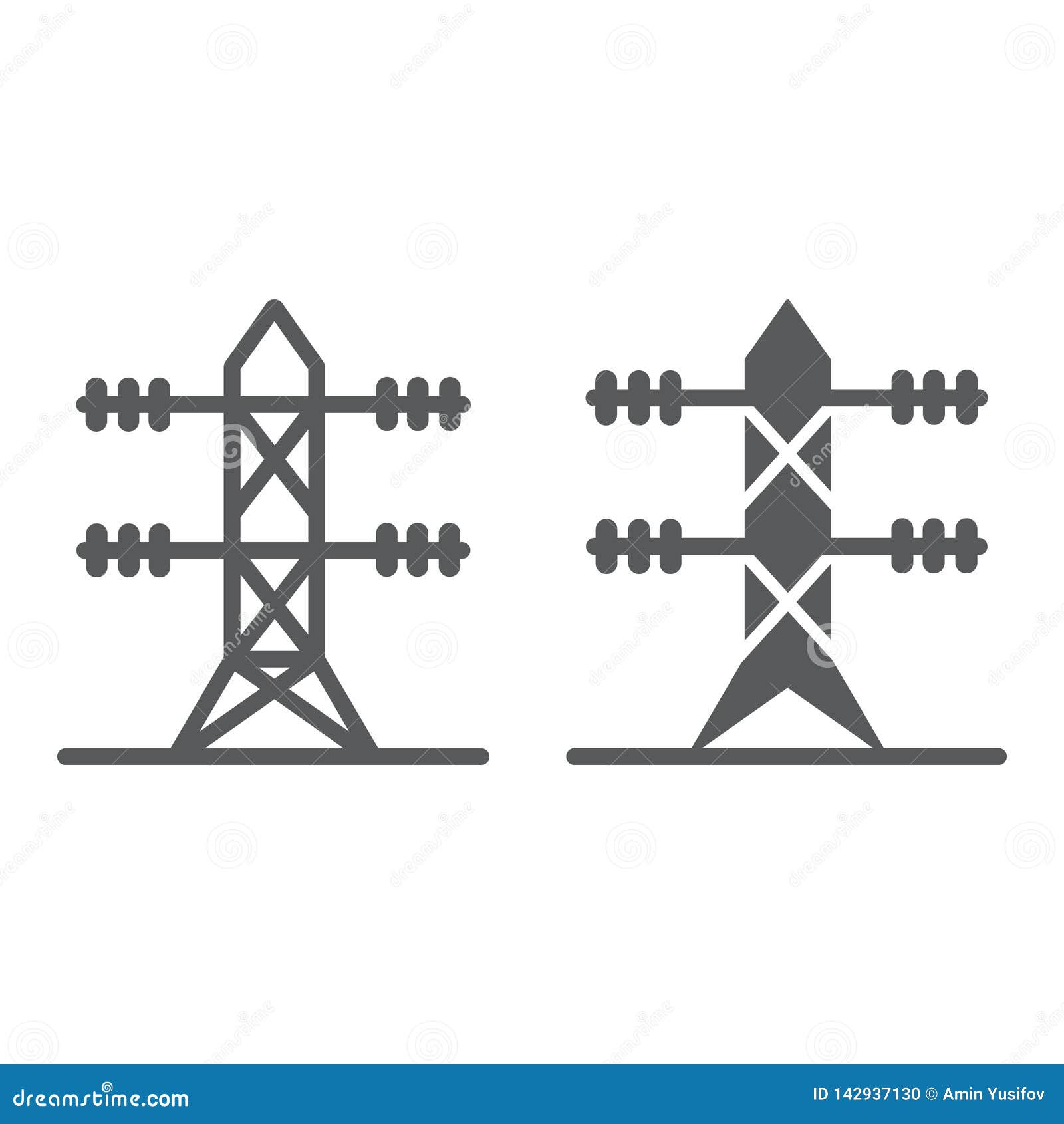 High Voltage Line Line and Glyph Icon, Energy and Electric, Electricity ...