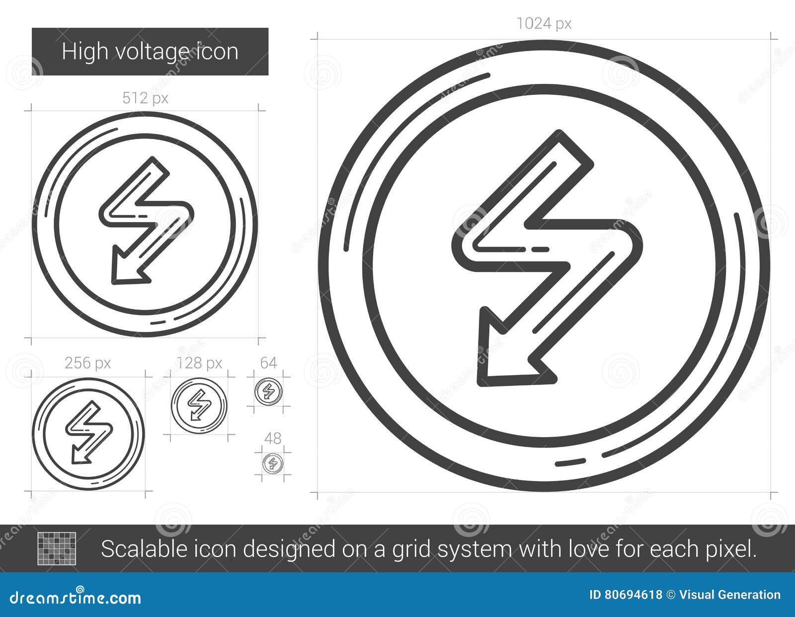 High voltage line icon. stock vector. Illustration of line - 80694618