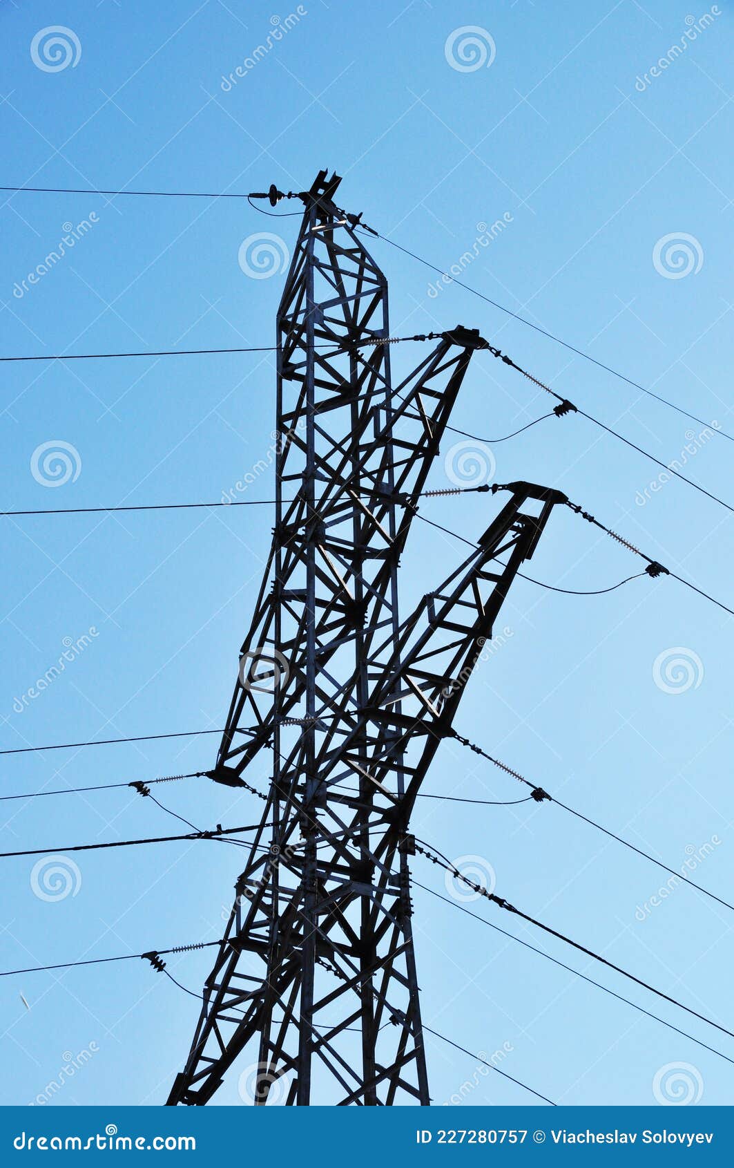 High voltage line post. stock image. Image of electrical - 227280757