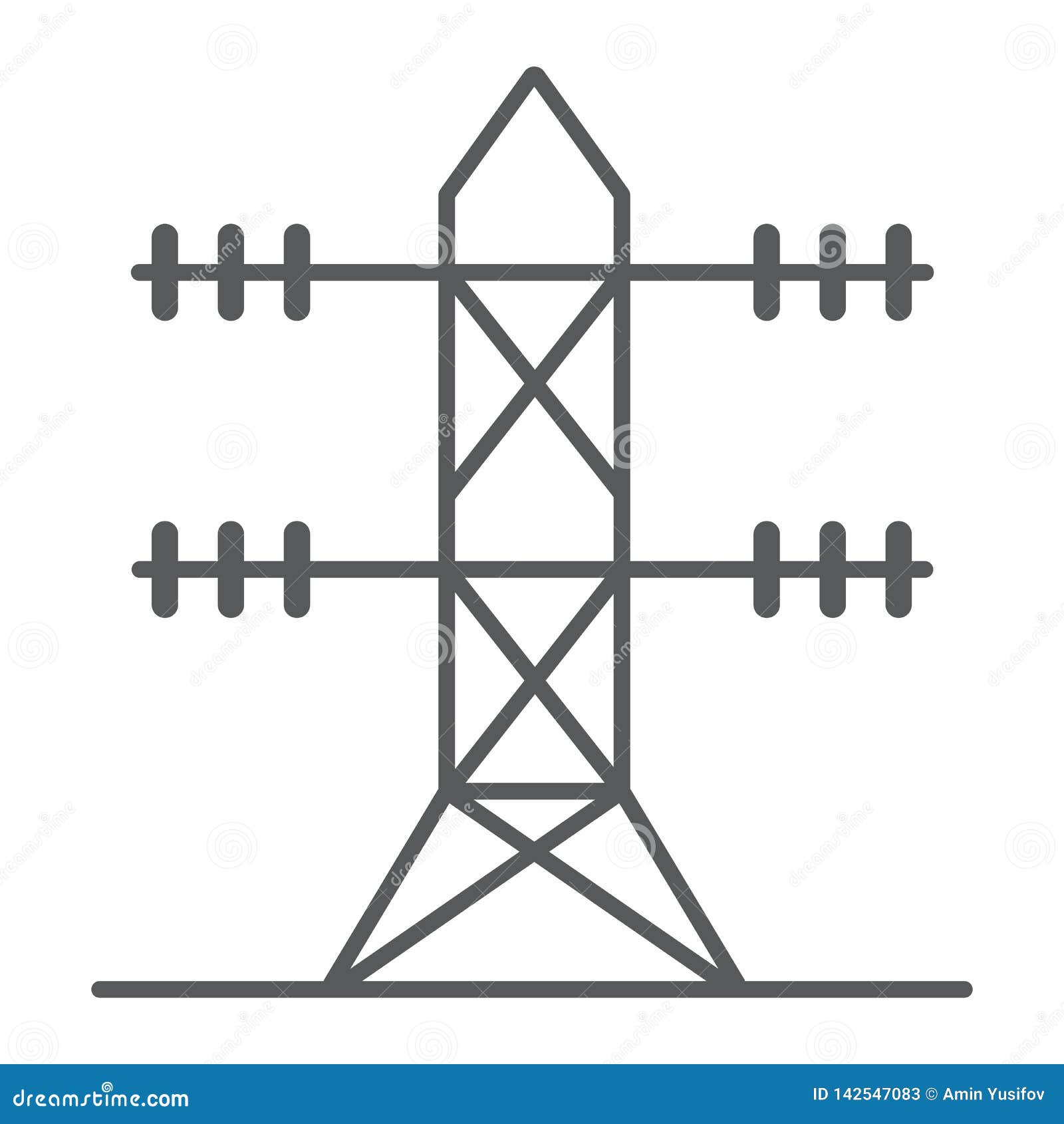 High Voltage Line Thin Line Icon, Energy and Electric, Electricity Sign ...