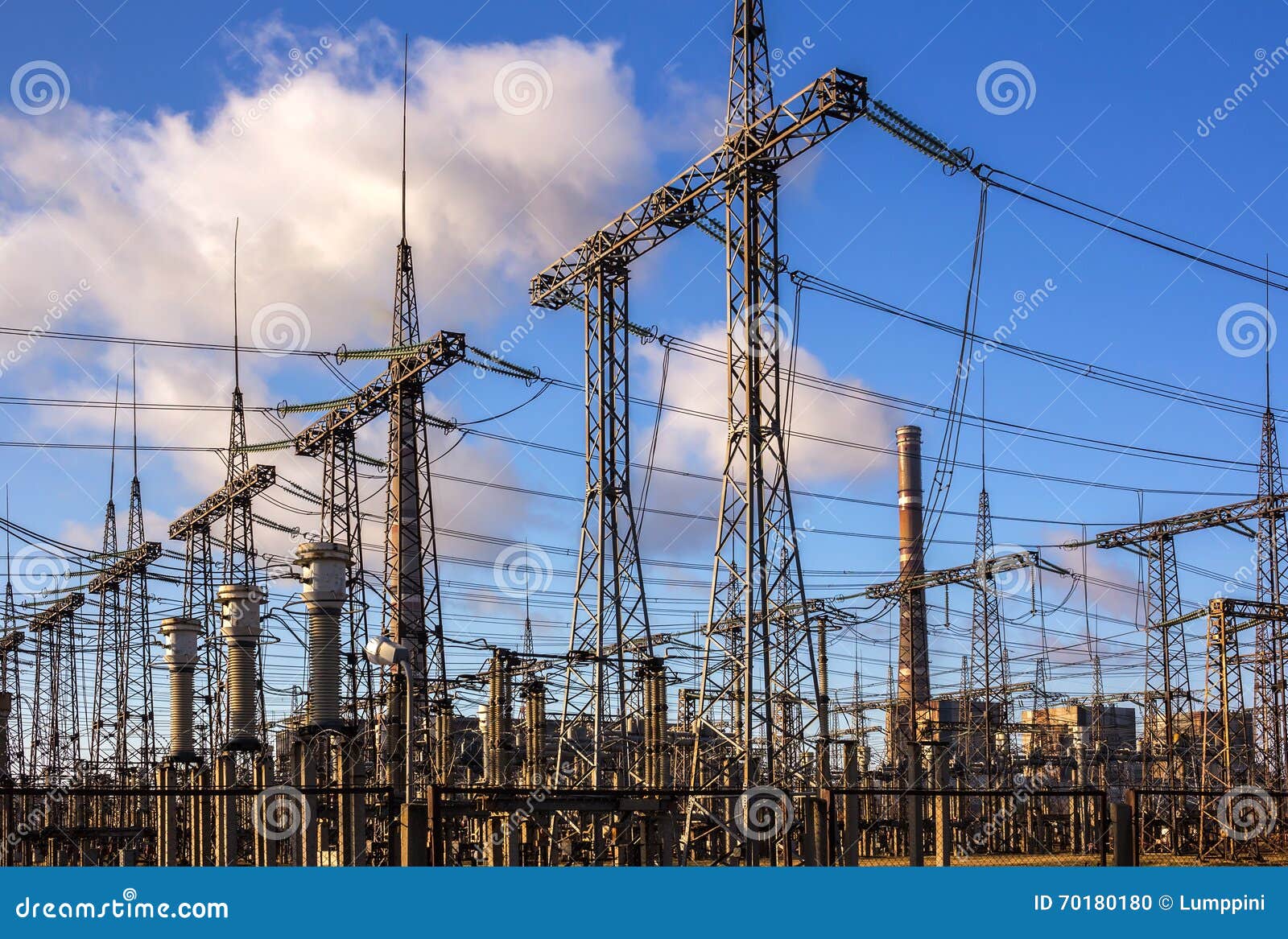 High-voltage Lines and Electrical Distribution Stations. Stock Photo ...