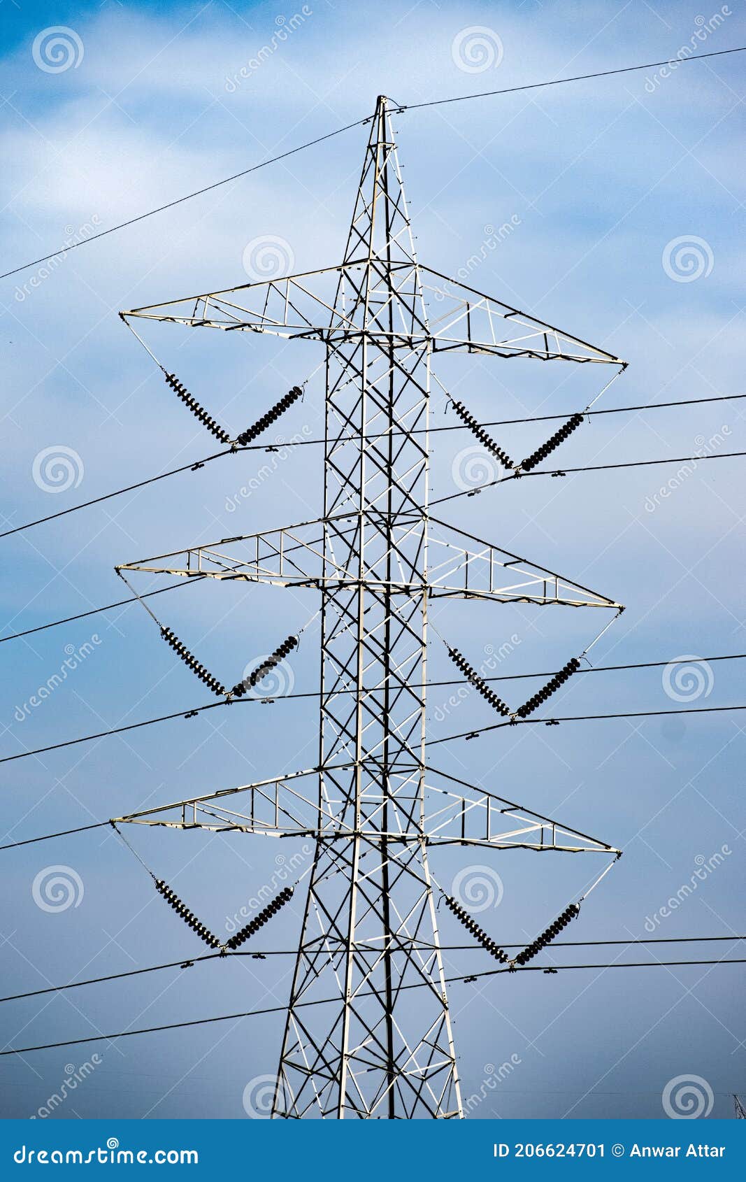 High Voltage Overhead Transmission Line Tower Stock Image - Image of ...