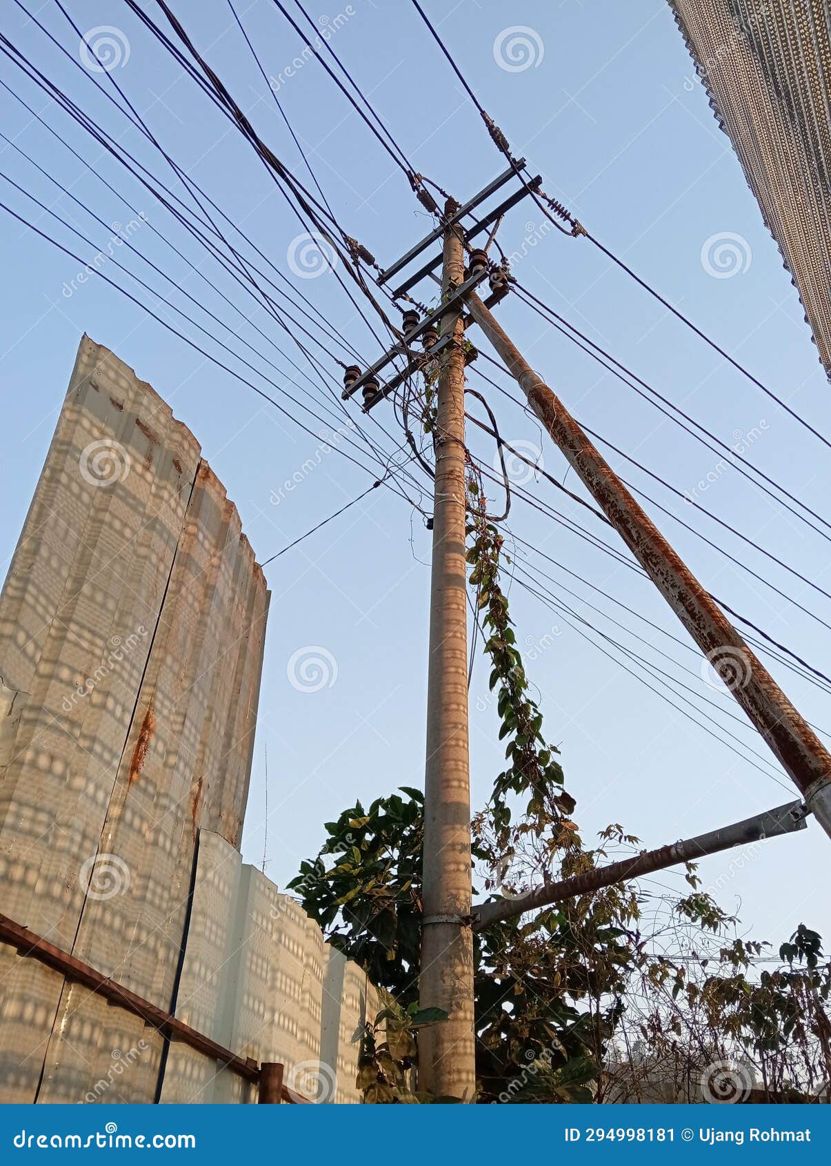 High Voltage PLN Electricity Poles Stock Image - Image of construction ...