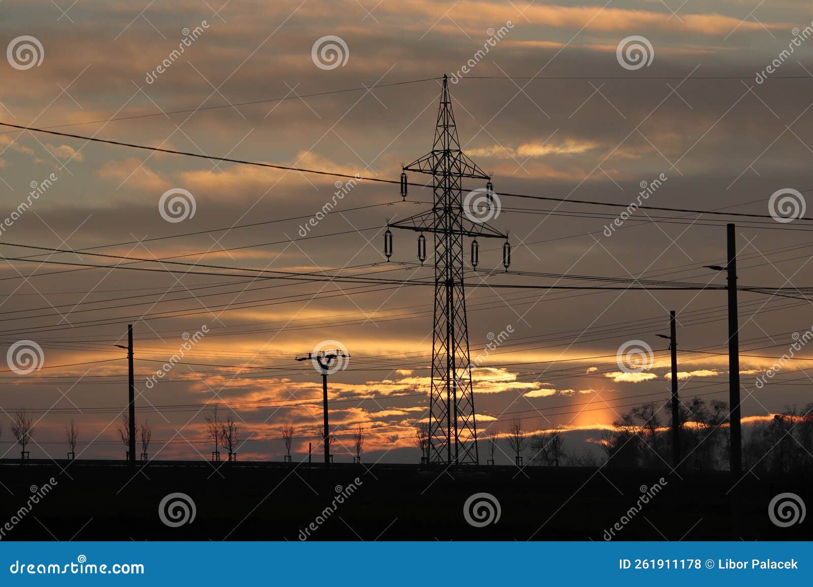 High Voltage Pole. Electrical Distribution Network. Infrastructure ...