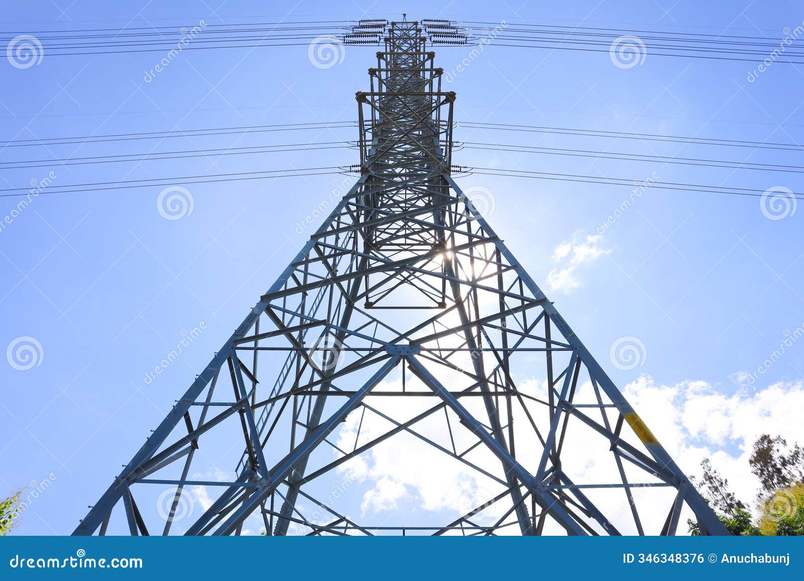 High Voltage Pole Electrical Transmitters, Clean Energy. Stock Photo ...