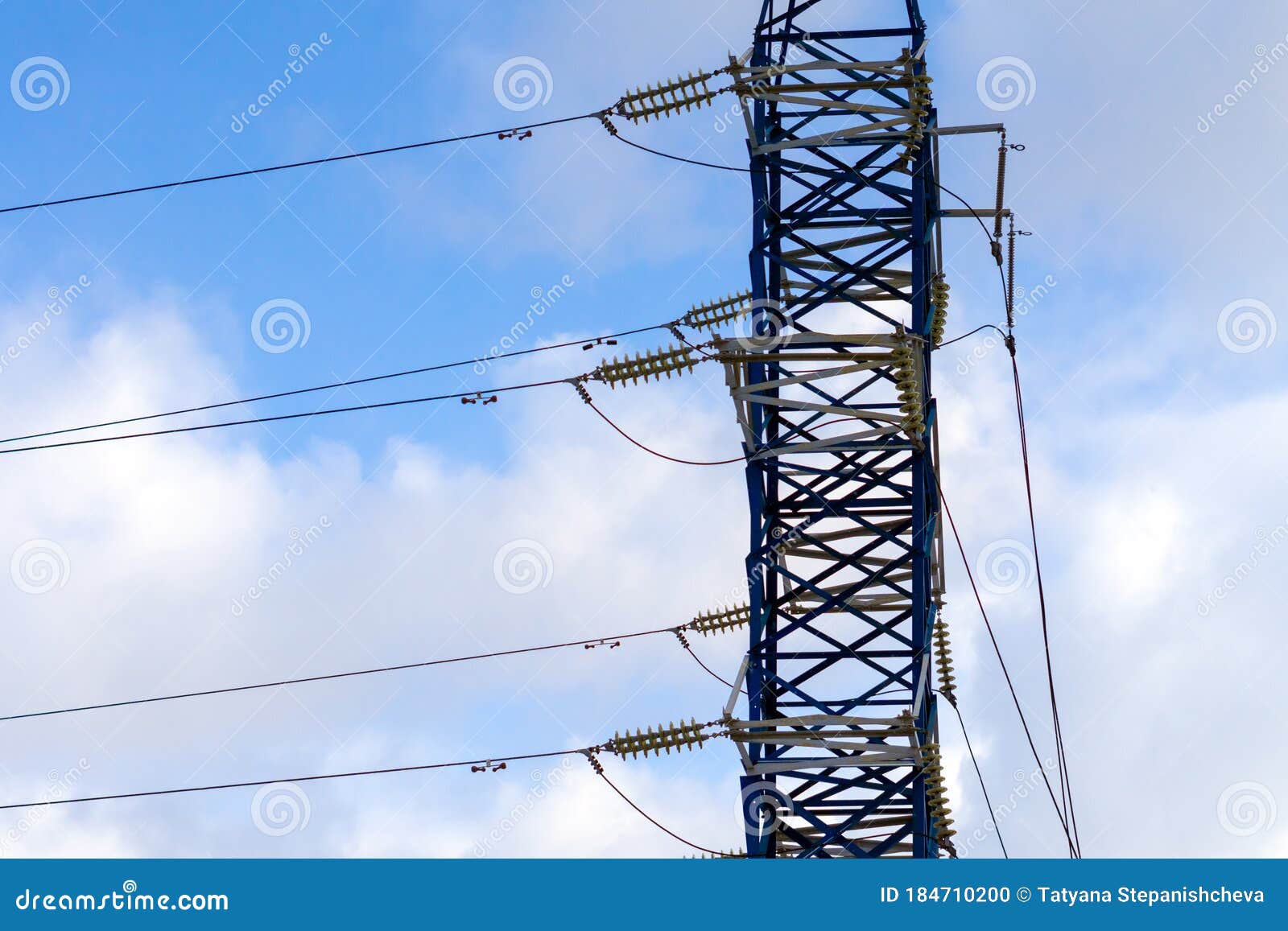 High Voltage Pole with Fallen Wires Stock Photo - Image of insulators ...