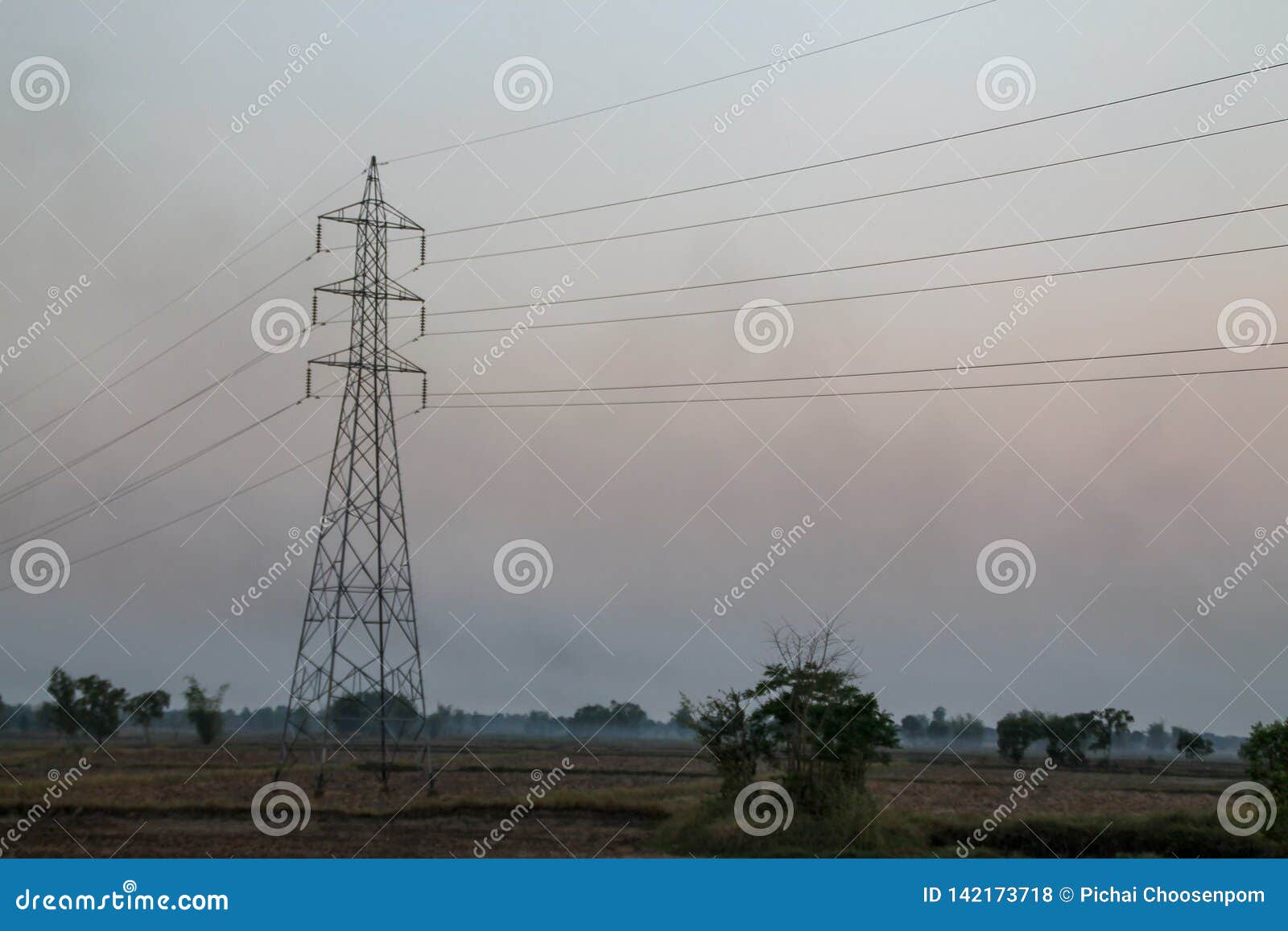 High Voltage Pole,High Voltage Tower with Sky Sunset Background Stock ...
