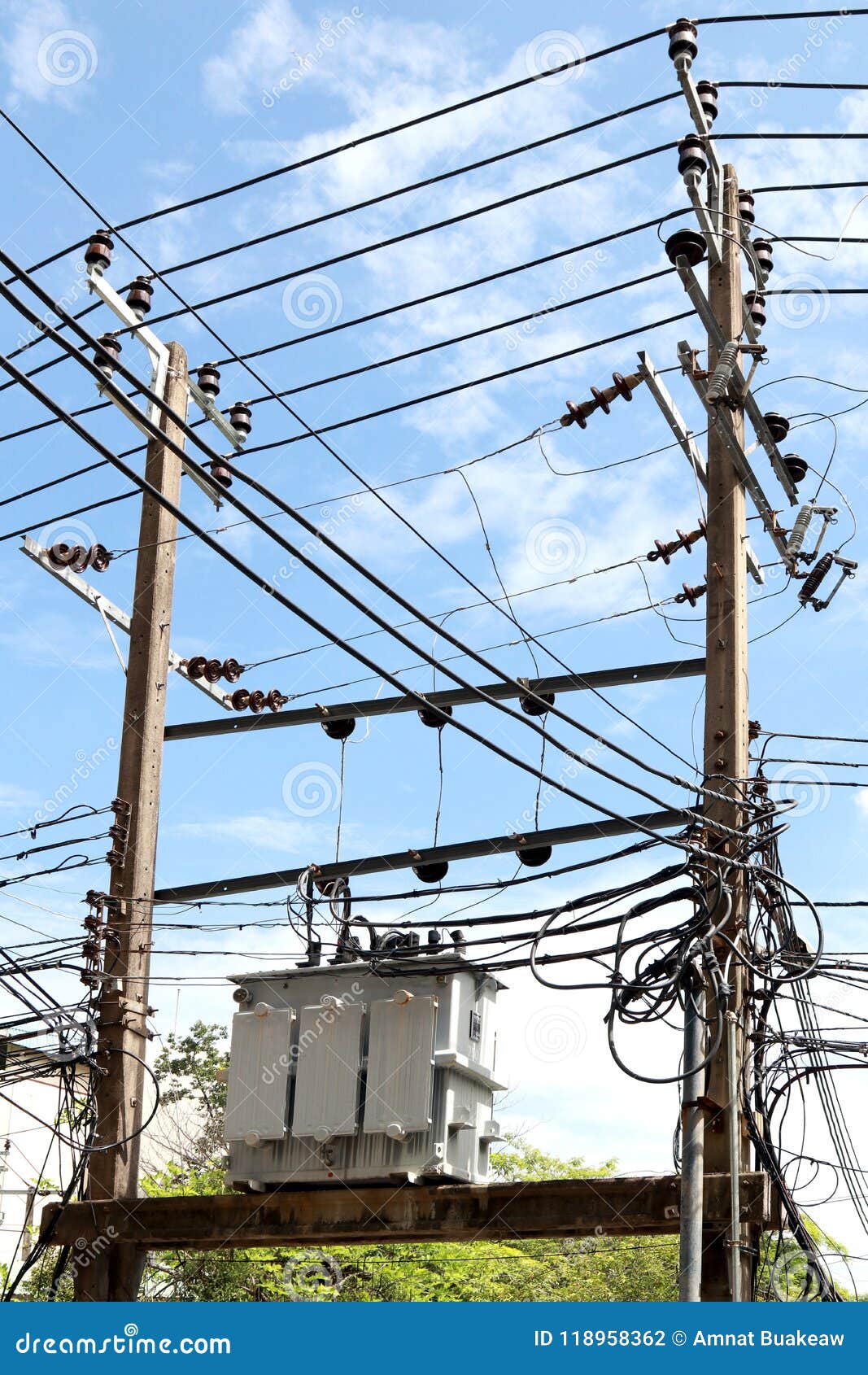 High Voltage Pole and Transformer Stock Photo - Image of distribution ...