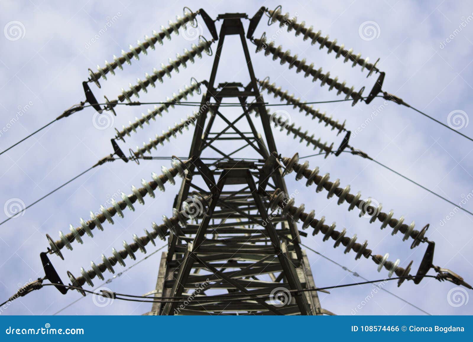 High-voltage Poles and Ceramic Insulators Stock Photo - Image of ...