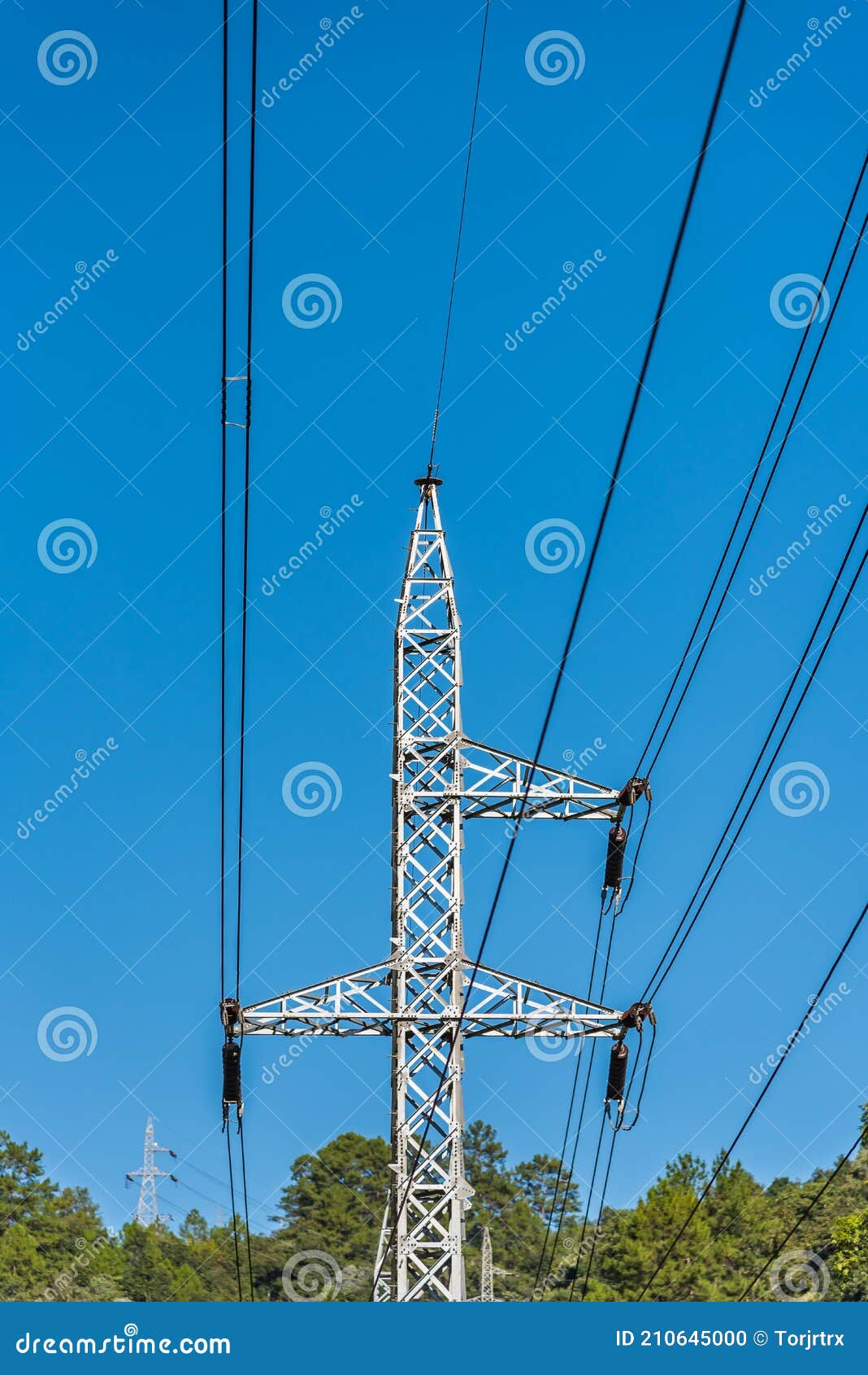 High Voltage Post,Electricity Pylons and Lines Stock Photo - Image of ...