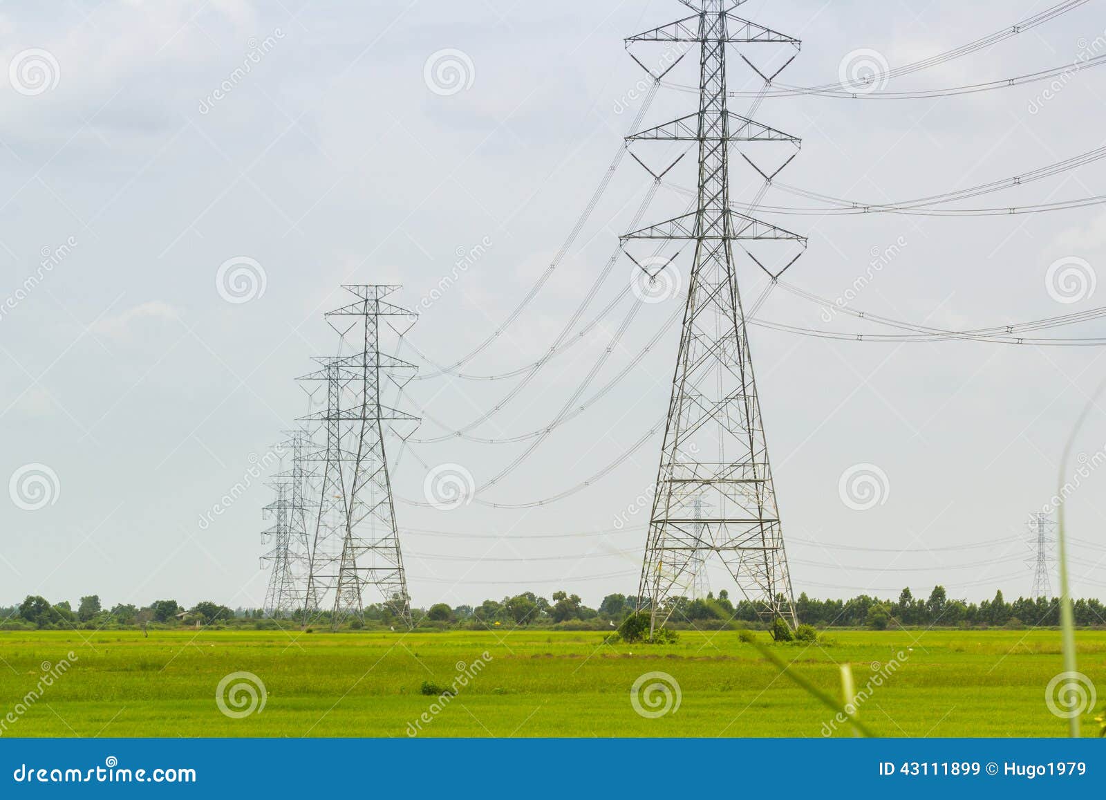 High Voltage Post in the Field Stock Image - Image of cable, powerlines ...