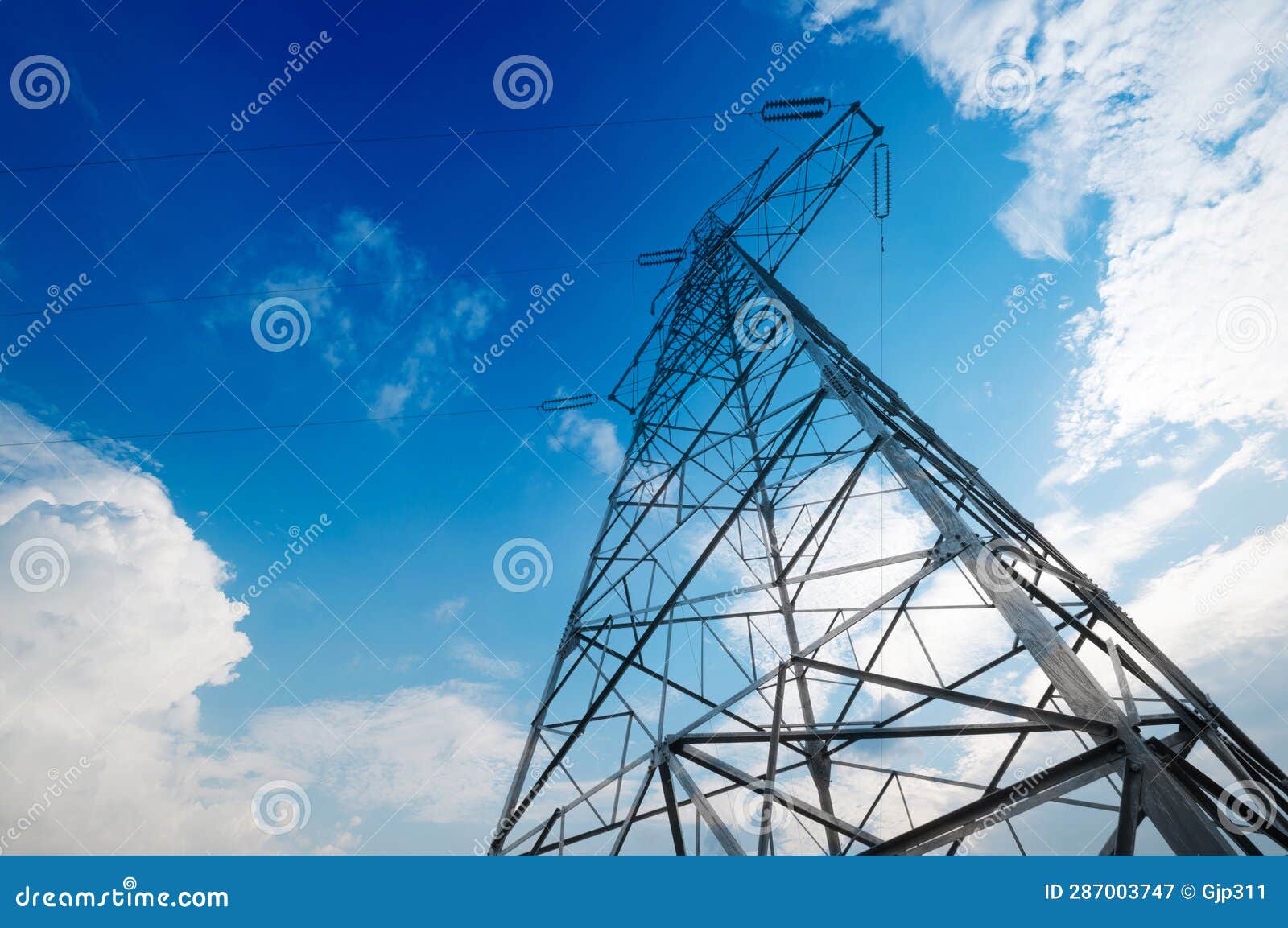 High-voltage Tower Sky Background Stock Image - Image of grid ...