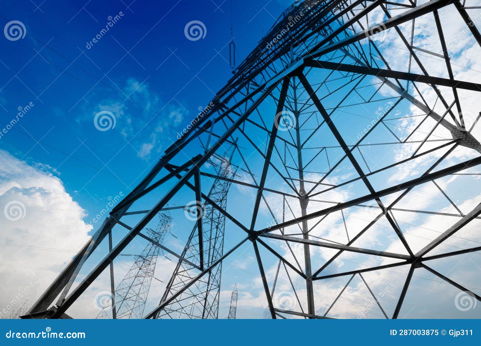 High-voltage Tower Sky Background Stock Image - Image of current, line ...