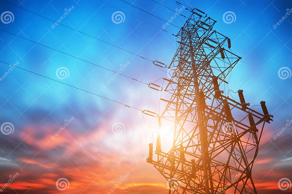 High-voltage Tower Sky Background Stock Image - Image of frame, danger ...