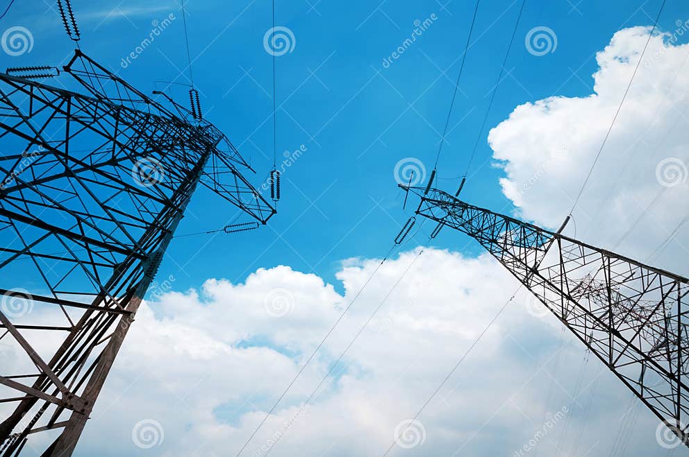 High-voltage Tower Sky Background Stock Image - Image of pole ...