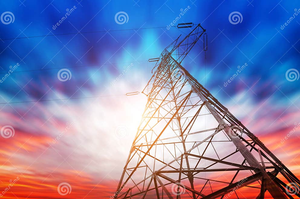 High-voltage Tower Sky Background Stock Photo - Image of energy ...