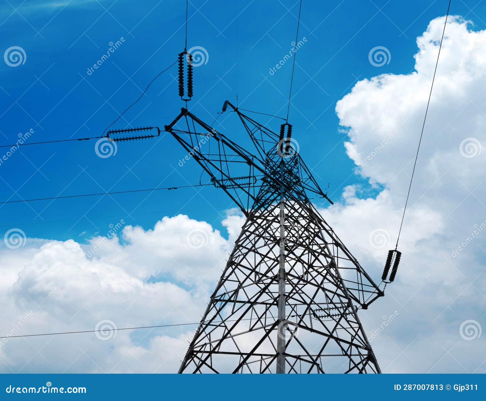 High-voltage Tower Sky Background Stock Image - Image of distribution ...