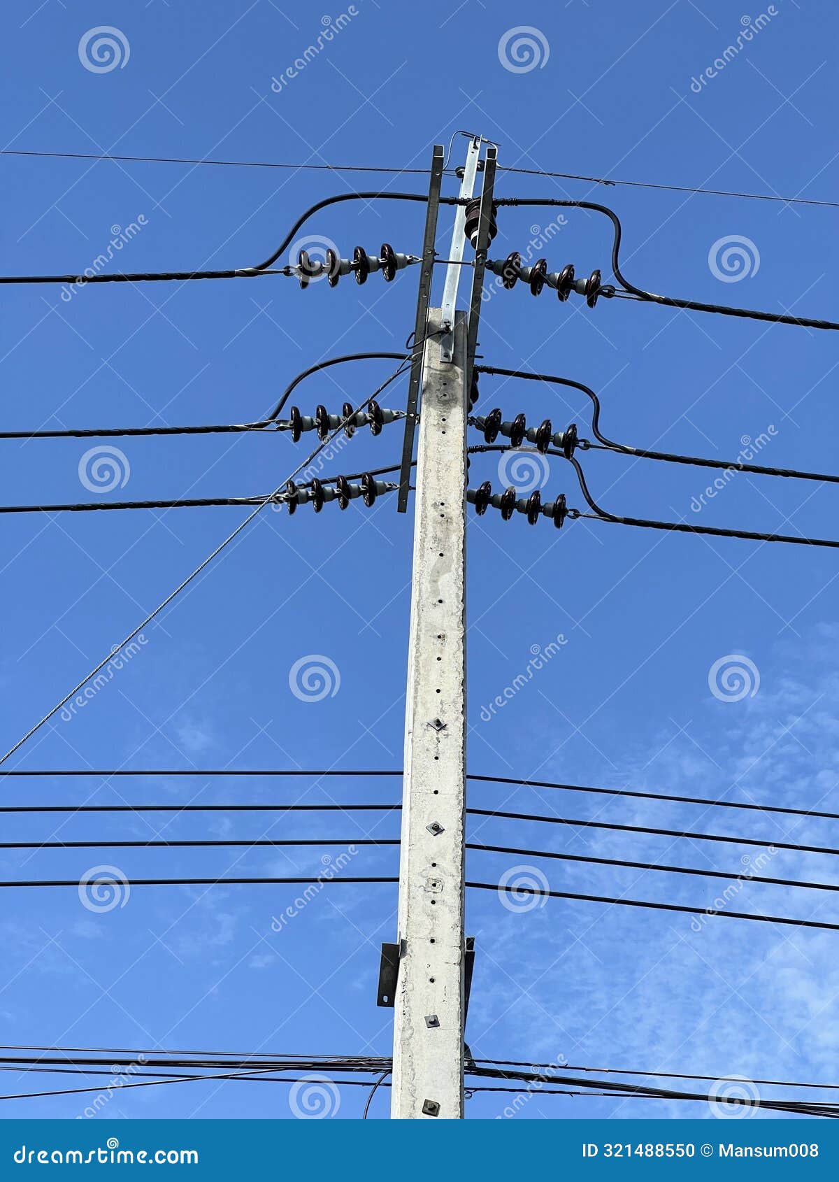 High Voltage Post with Wires Stock Photo - Image of technology, cable ...